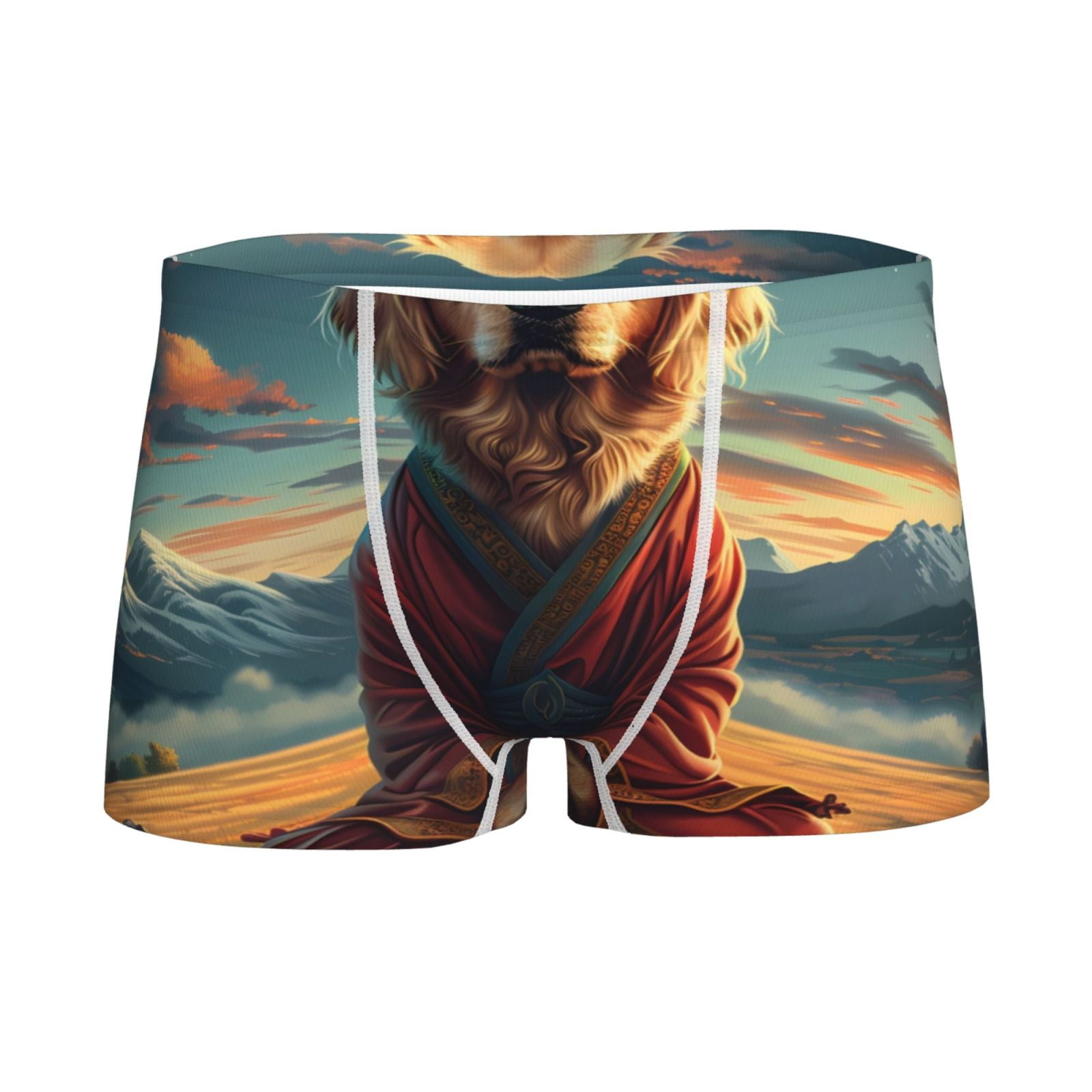 Logiee Meditating Golden Retriever Print Boys' Boxer Briefs,Tween Boy ...