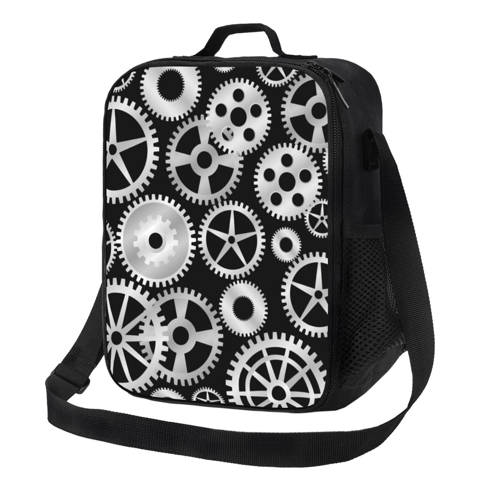 Logiee Metallic Gears Print Insulated Lunch Bag for Women/Men, Reusable ...