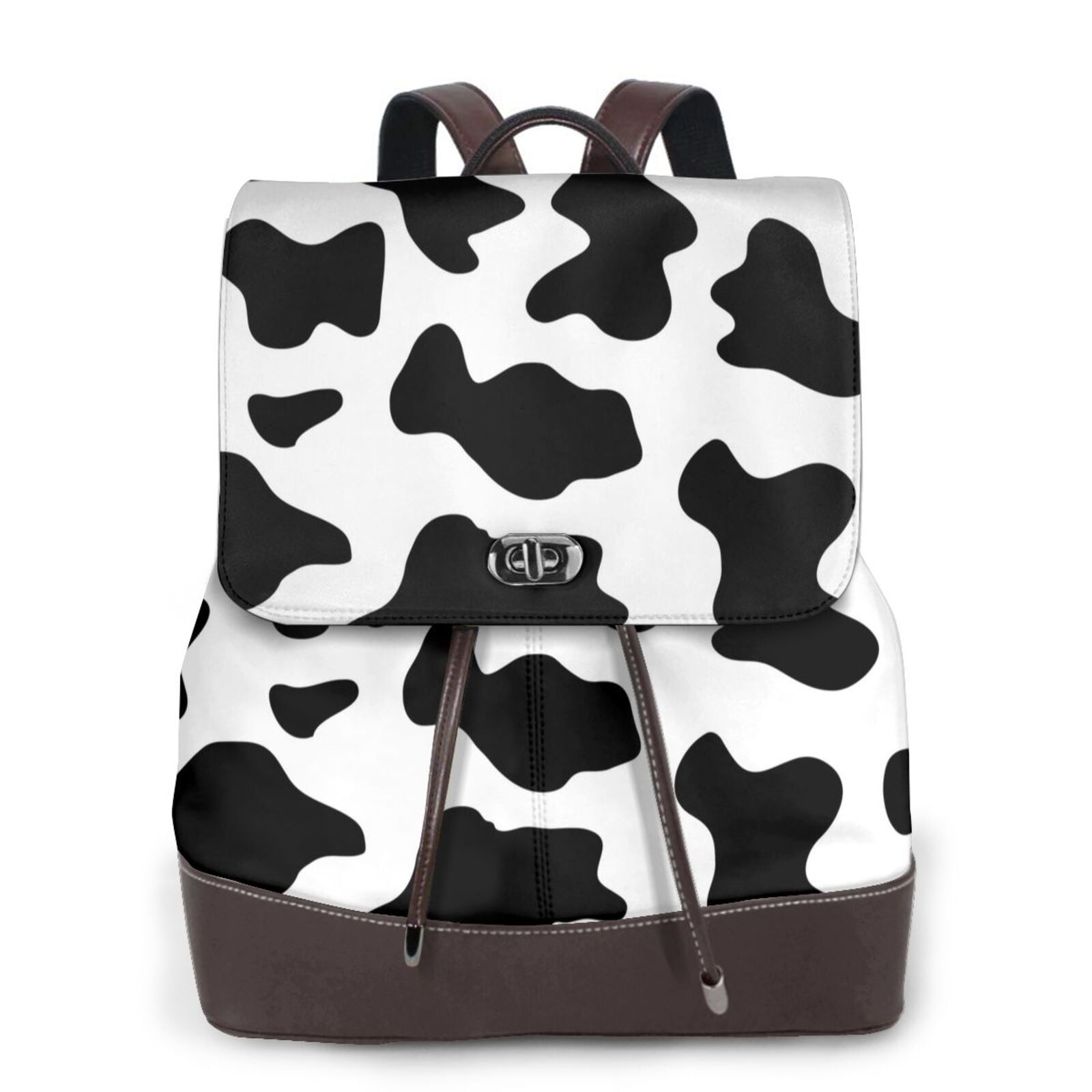 Logiee Milk Cow Print Backpack Purse for Women,Fashion Leather Backpack ...