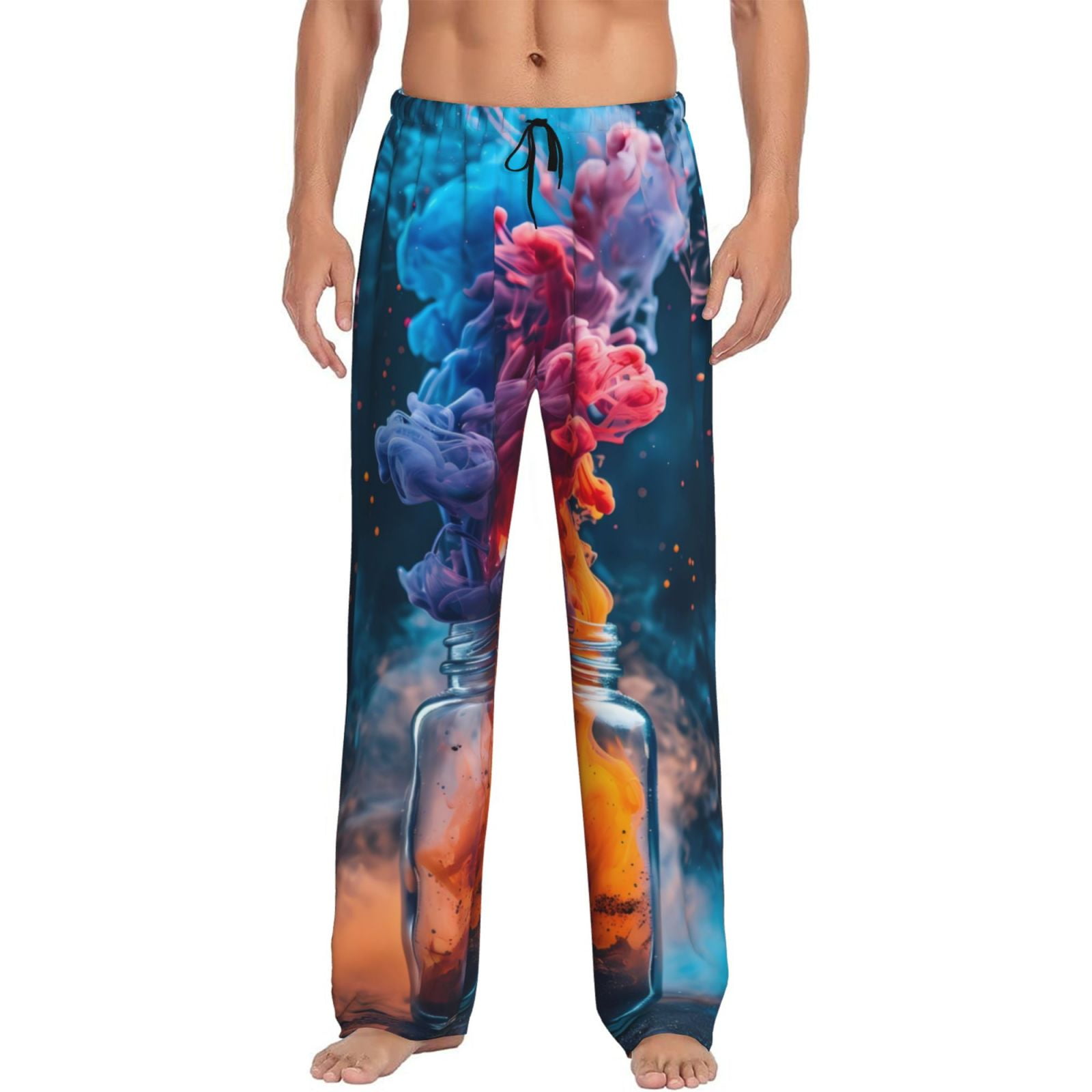 Logiee Modern Art Red And Blue Colors Print Pajama Pants for Men,Men’s ...