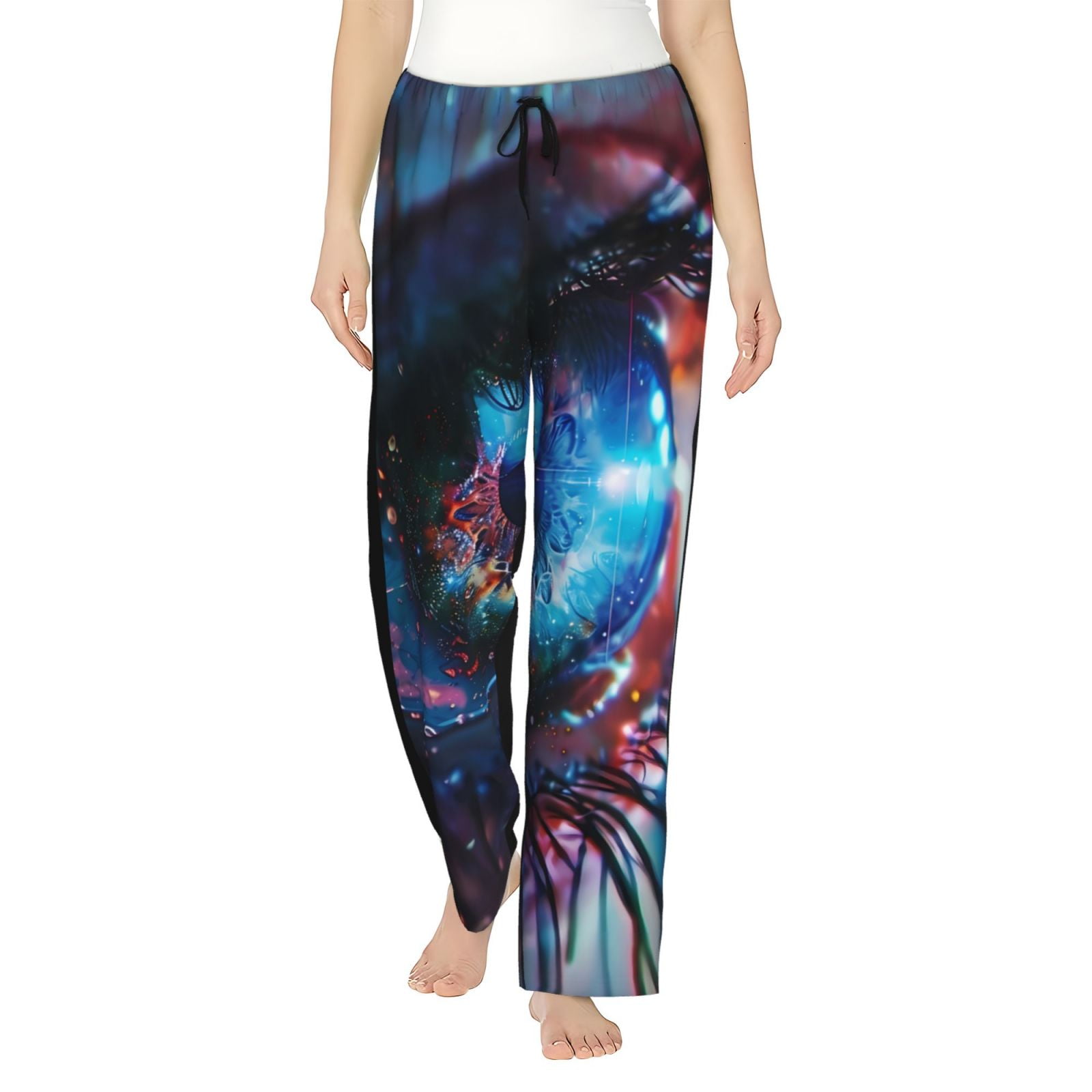 Logiee Modern Colorful Eyes Print Women Pajama Pants,Comfy Pj Bottom ...