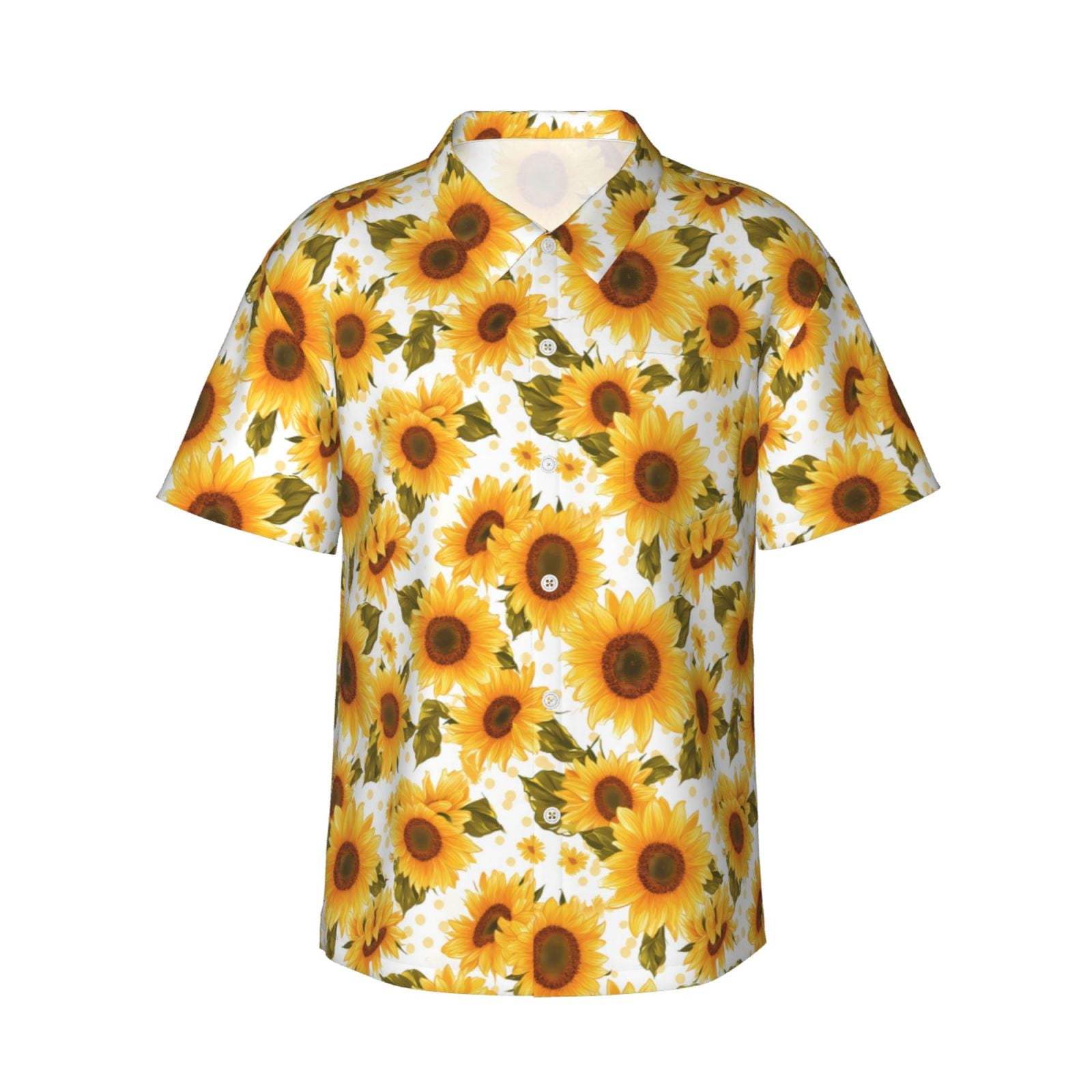 Logiee Modern Elegant Sunflower Print Mens Hawaiian Shirts,Loose-Fit ...