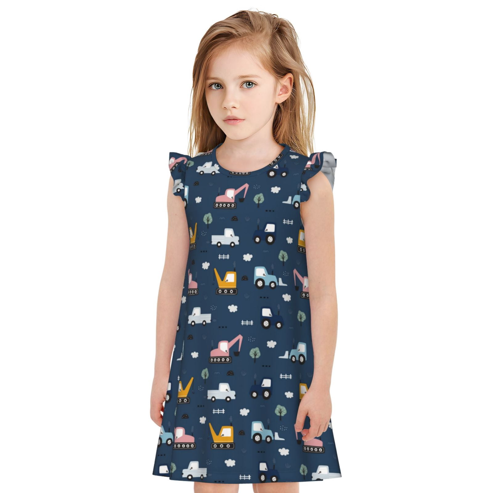 Logiee Modern Modern Excavator Print Girls Nightgowns,Casual Dress ...