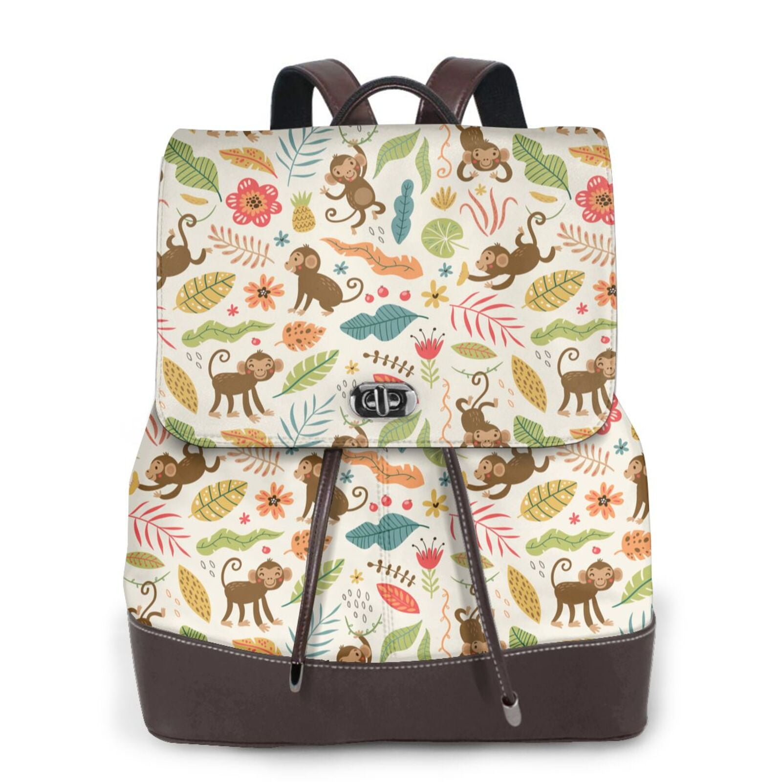 Logiee Monkeys in the Jungle Print Backpack Purse for Women,Fashion ...
