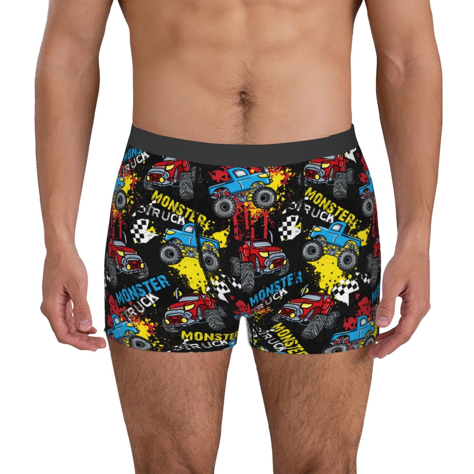 Logiee Monster Car Print Mens Boxer Briefs,Boxer Briefs for Men ...