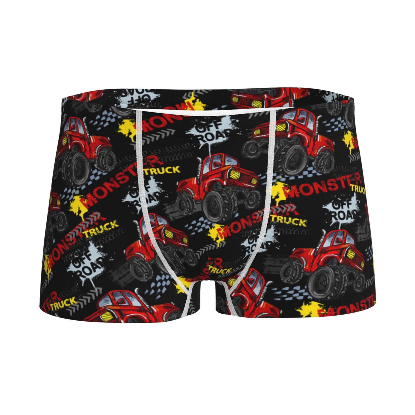Logiee Monster Truck Print Boys' Boxer Briefs,Tween Boy Underwear-X ...