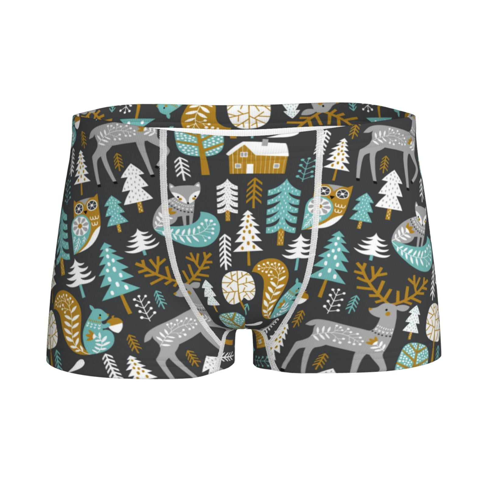 Logiee Moose Squirrel owls tree Print Boys' Boxer Briefs,Tween Boy ...