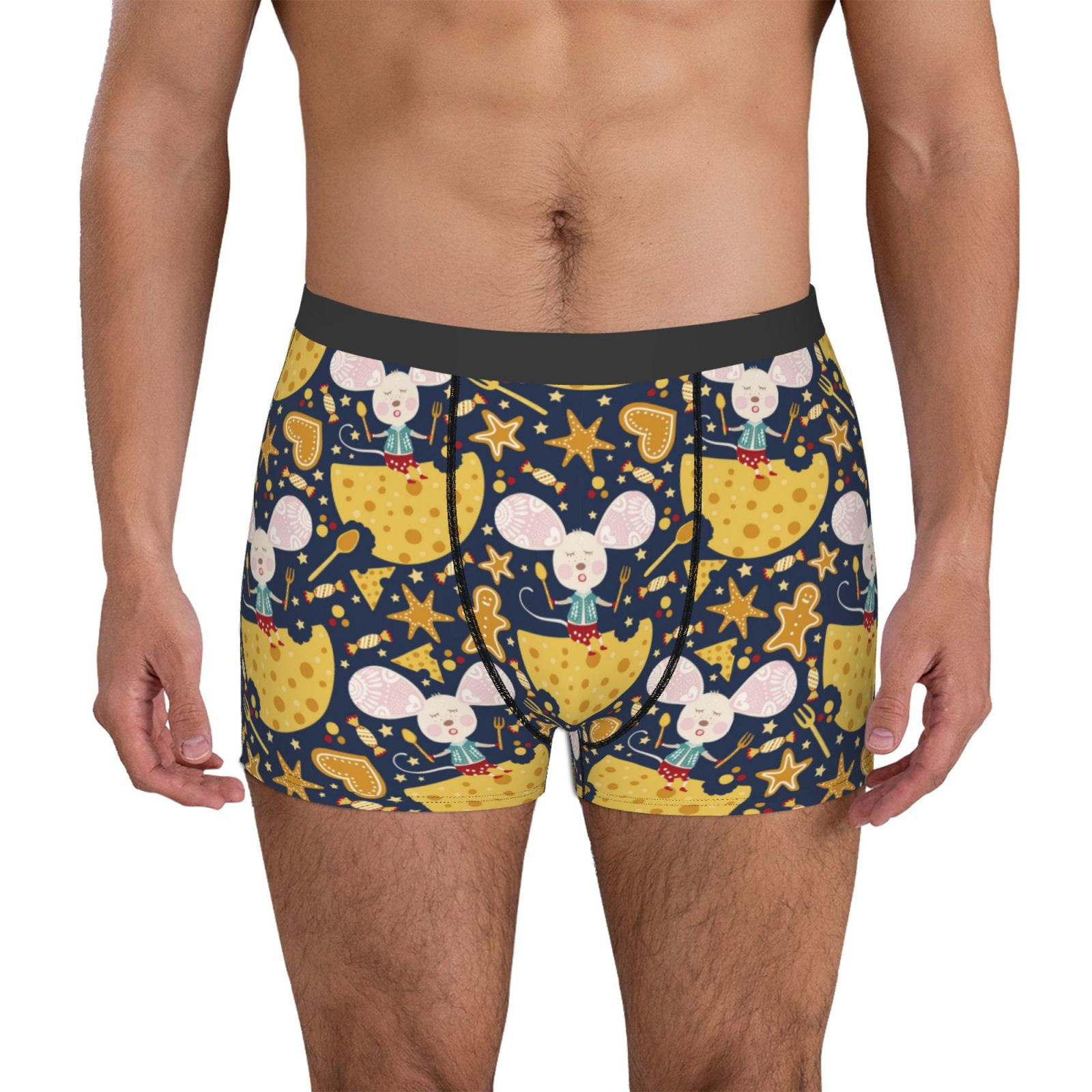 Logiee Mouse Cheese Print Mens Boxer Briefs,Boxer Briefs for Men ...