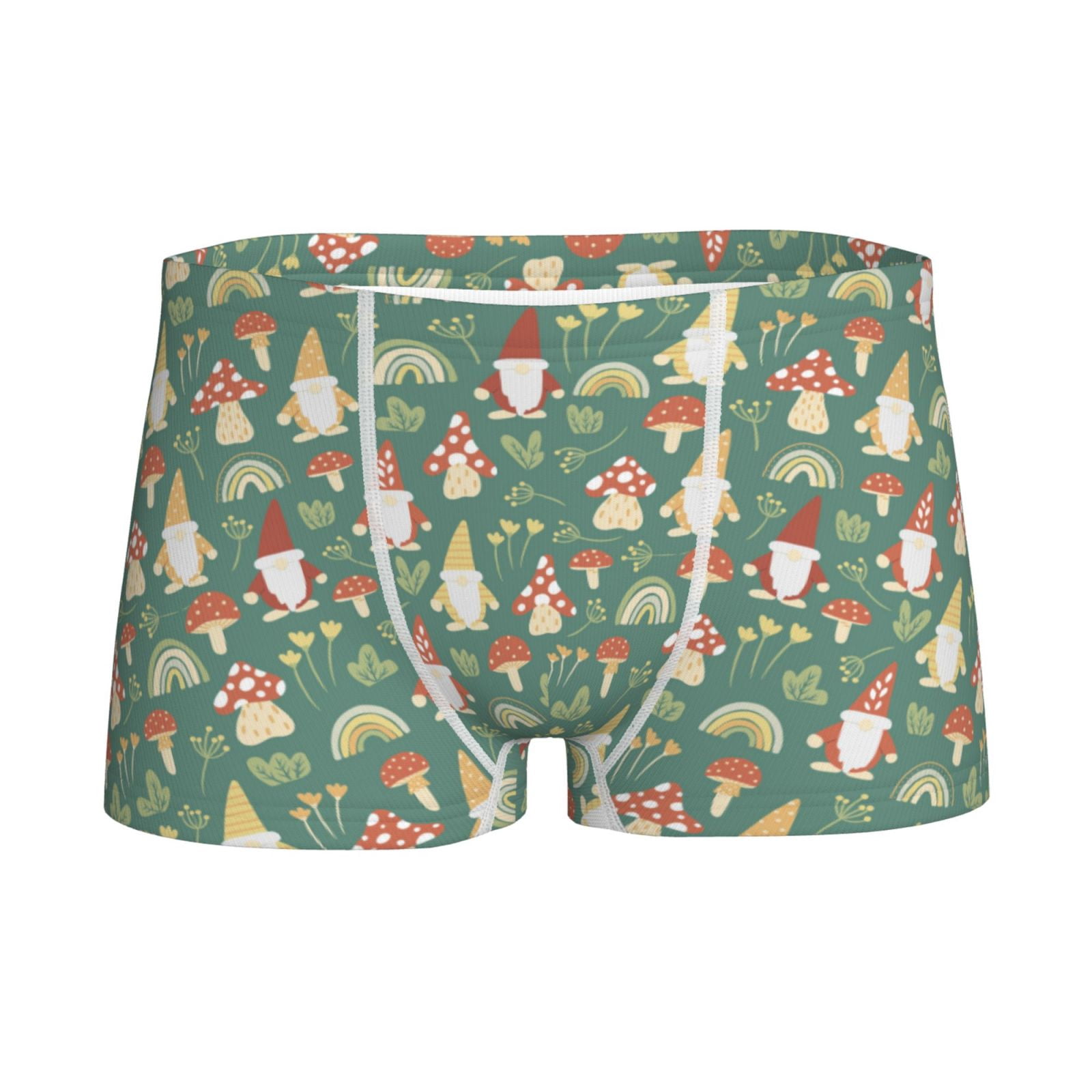 Logiee Mushrooms Gnome Print Boys' Boxer Briefs,Tween Boy Underwear-X ...