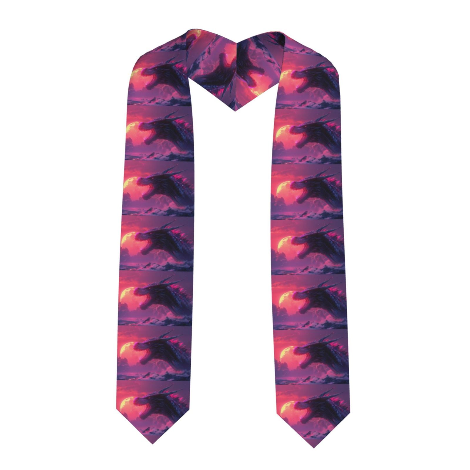 Logiee Mystical Dragon Under Moon Print Unisex Adult Graduation Stole ...