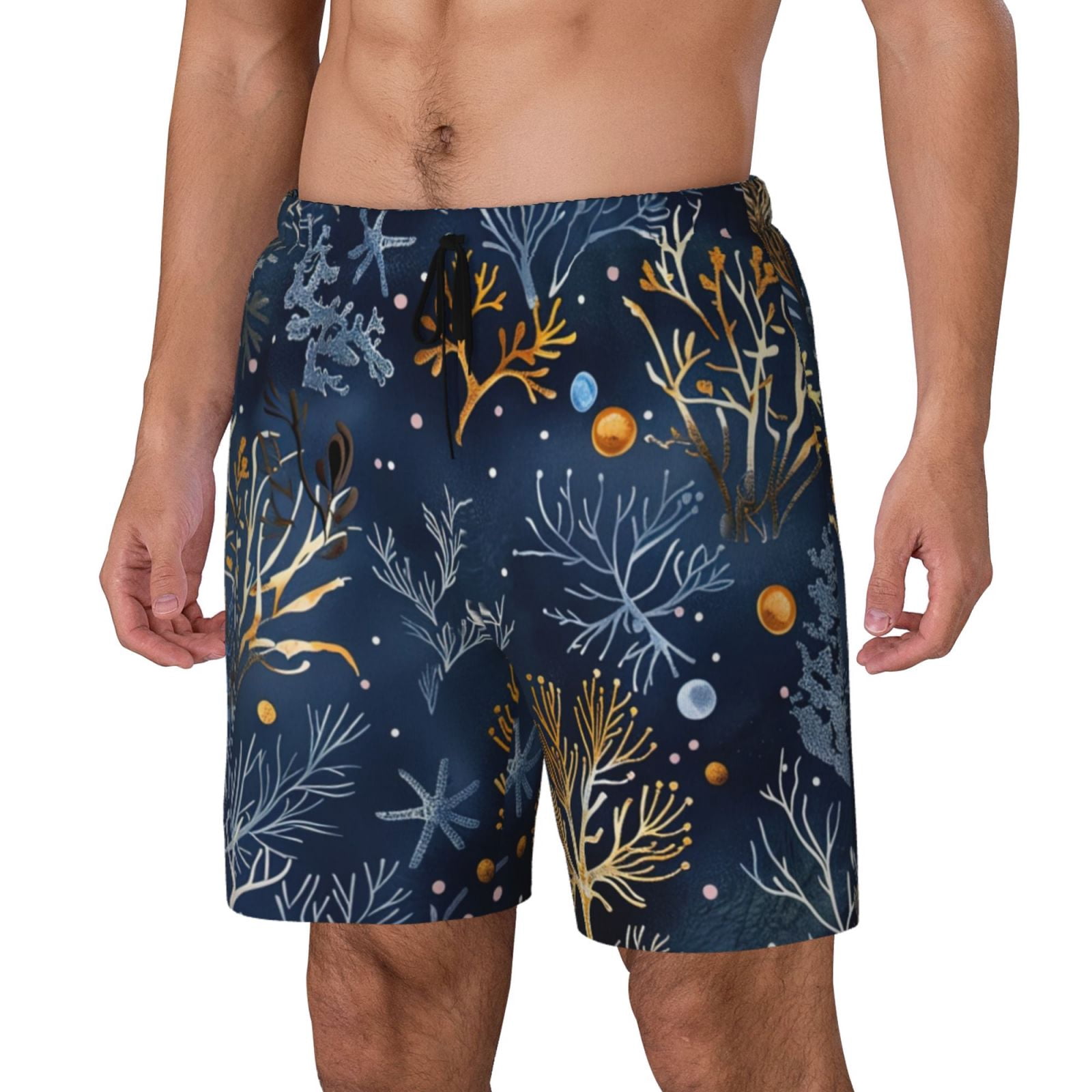 Logiee Mystical Underwater Coral Scene Print Men's Swim Trunk,Quick Dry ...