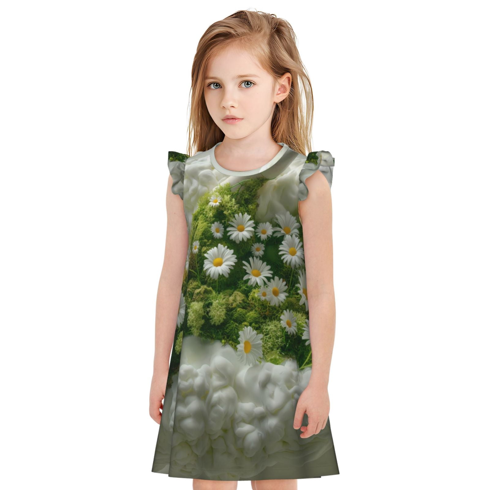 Logiee Nature Hand Daisies Art Print Girls Nightgowns,Casual Dress ...