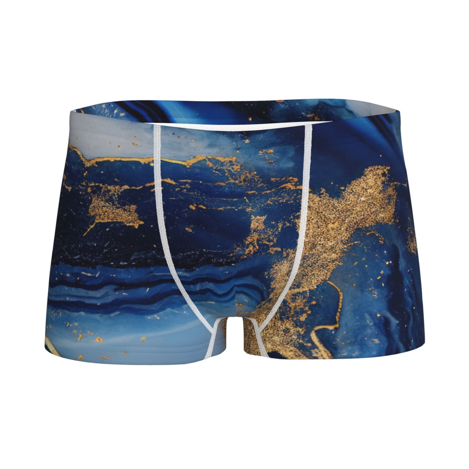 Logiee Navy Blue Marble Print Boys' Boxer Briefs,Tween Boy Underwear ...