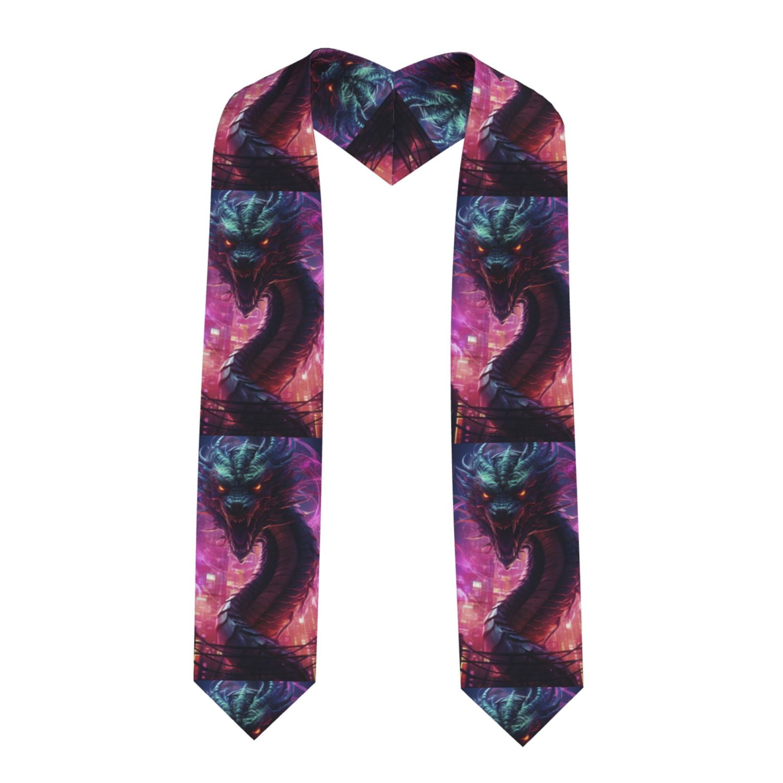 Logiee Neon Futuristic Dragon Print Unisex Adult Graduation Stole Shawl ...