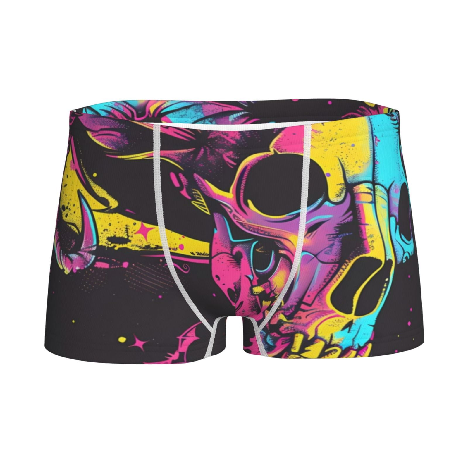 Logiee Neon Gothic Skull Moon Print Boys' Boxer Briefs,Tween Boy ...