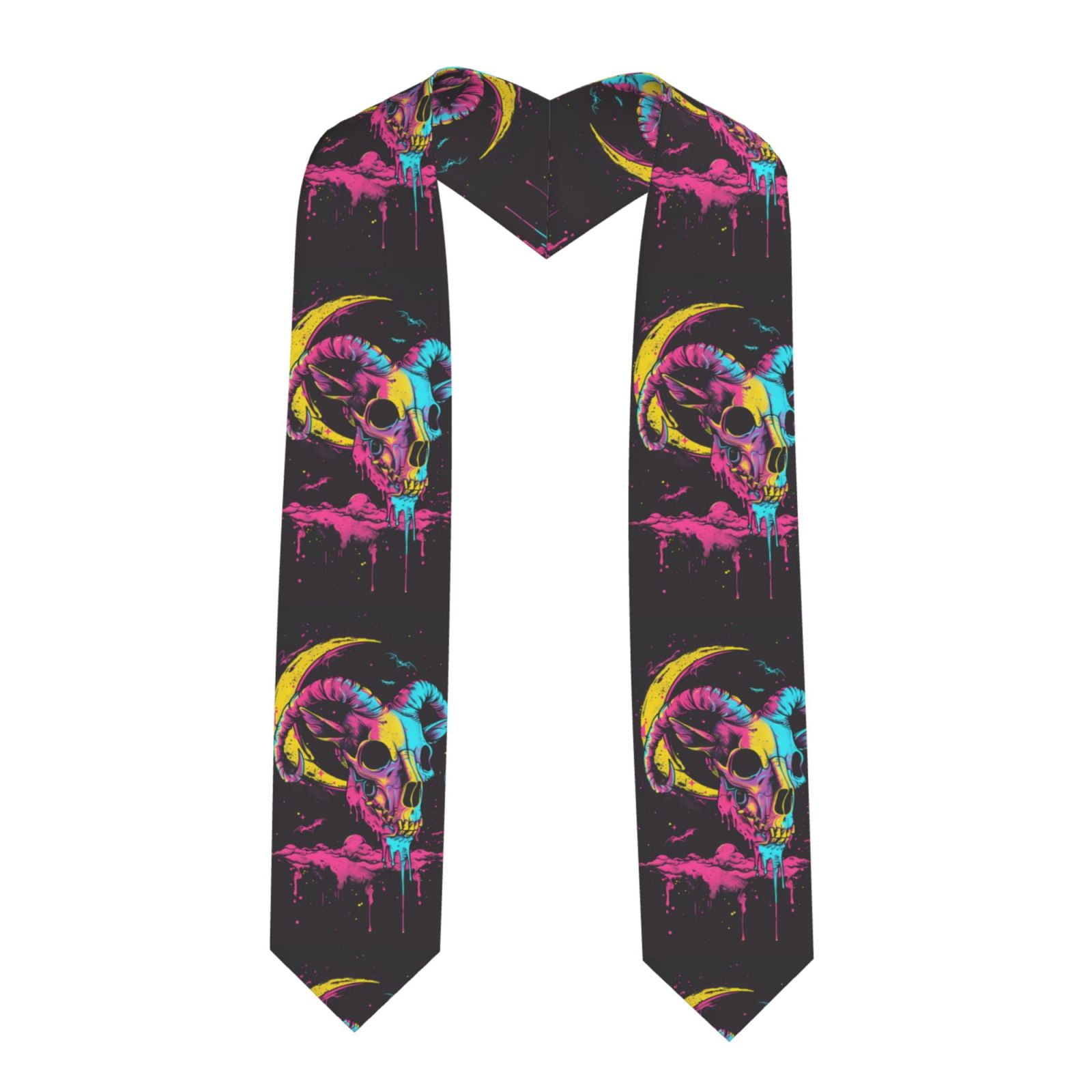 Logiee Neon Gothic Skull Moon Print Unisex Adult Graduation Stole Shawl ...