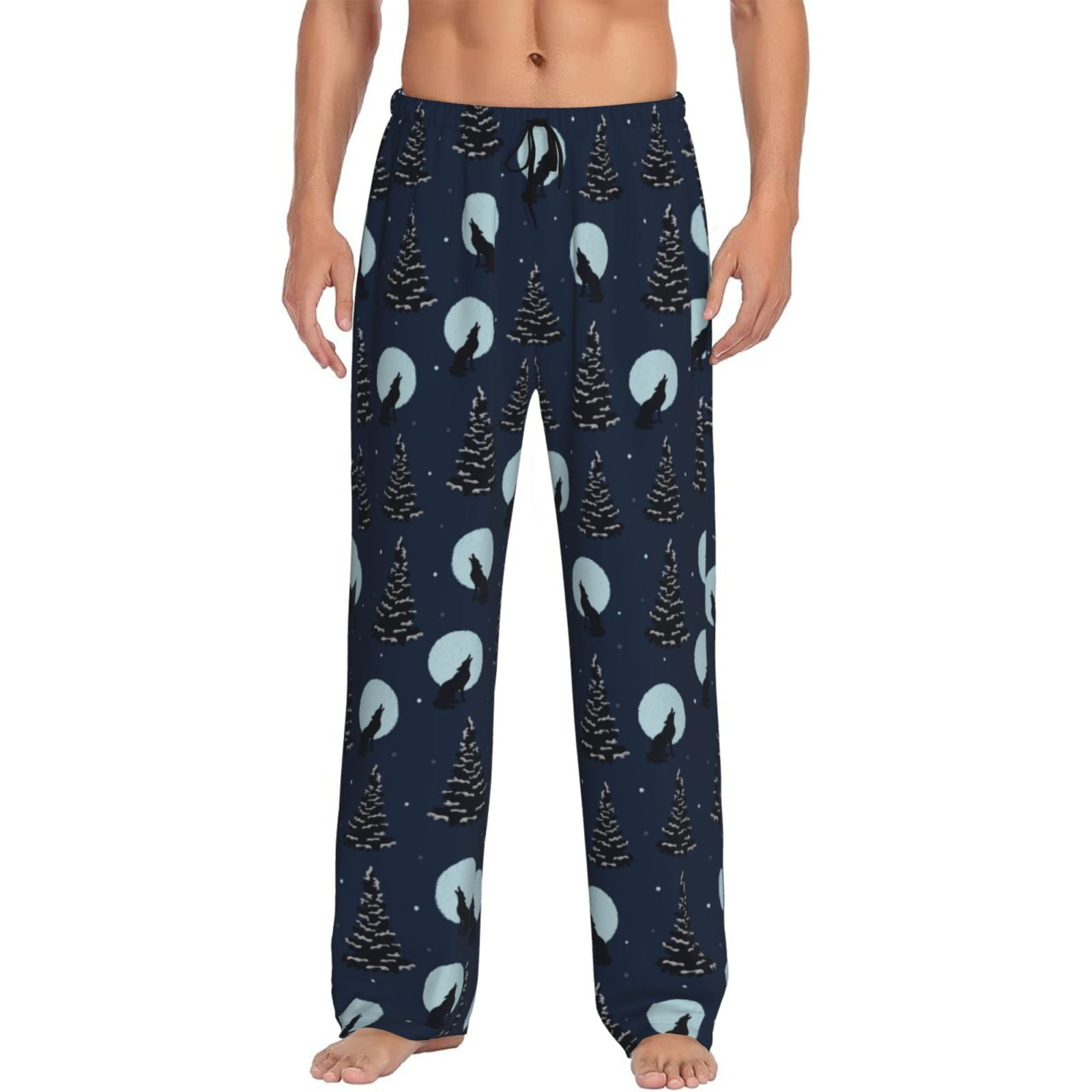 Logiee Night Forest Wolf Print Pajama Pants for Men,Men’s Pajama ...
