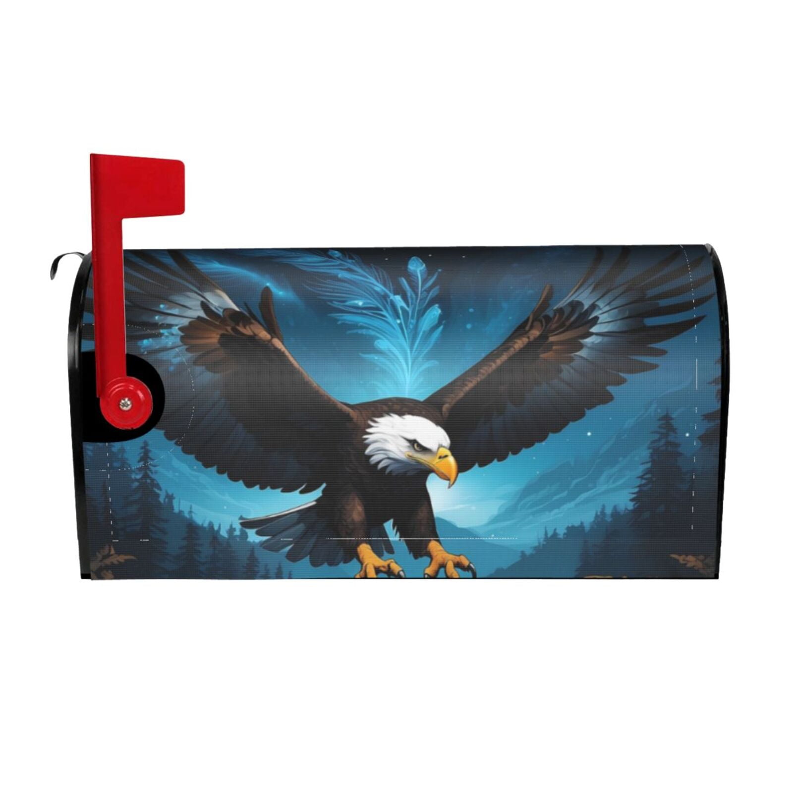 Logiee Night Sky Forest Bald Eagle Print Post Letter Box Wrap Decor ...