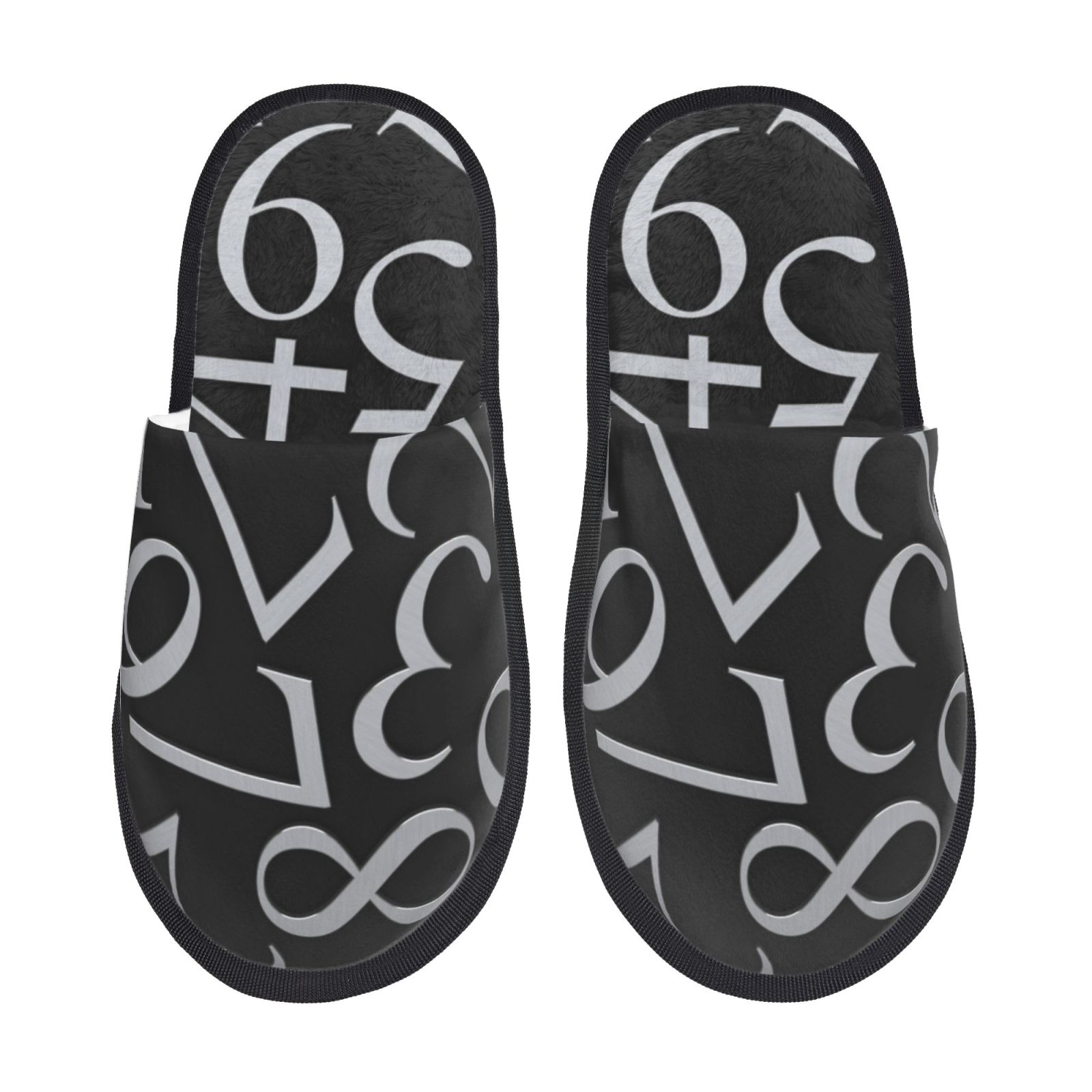 Logiee Numbers Print Fuzzy Scuff Slippers,Soft Comfy Non-slip Indoor ...