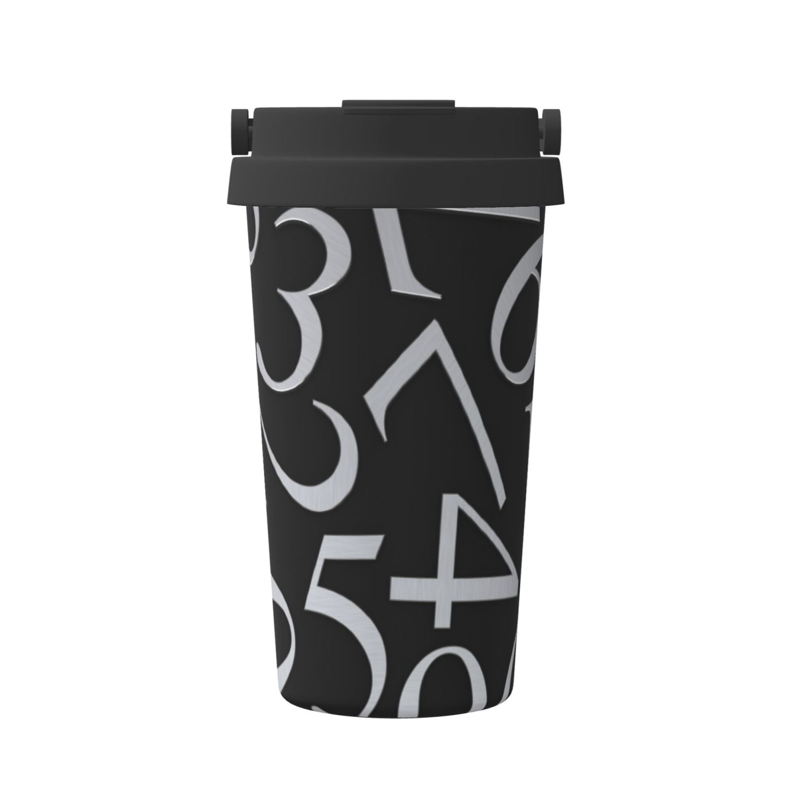 Logiee Numbers Print Stainless Steel Coffee Tumbler, Travel Coffee Mug ...