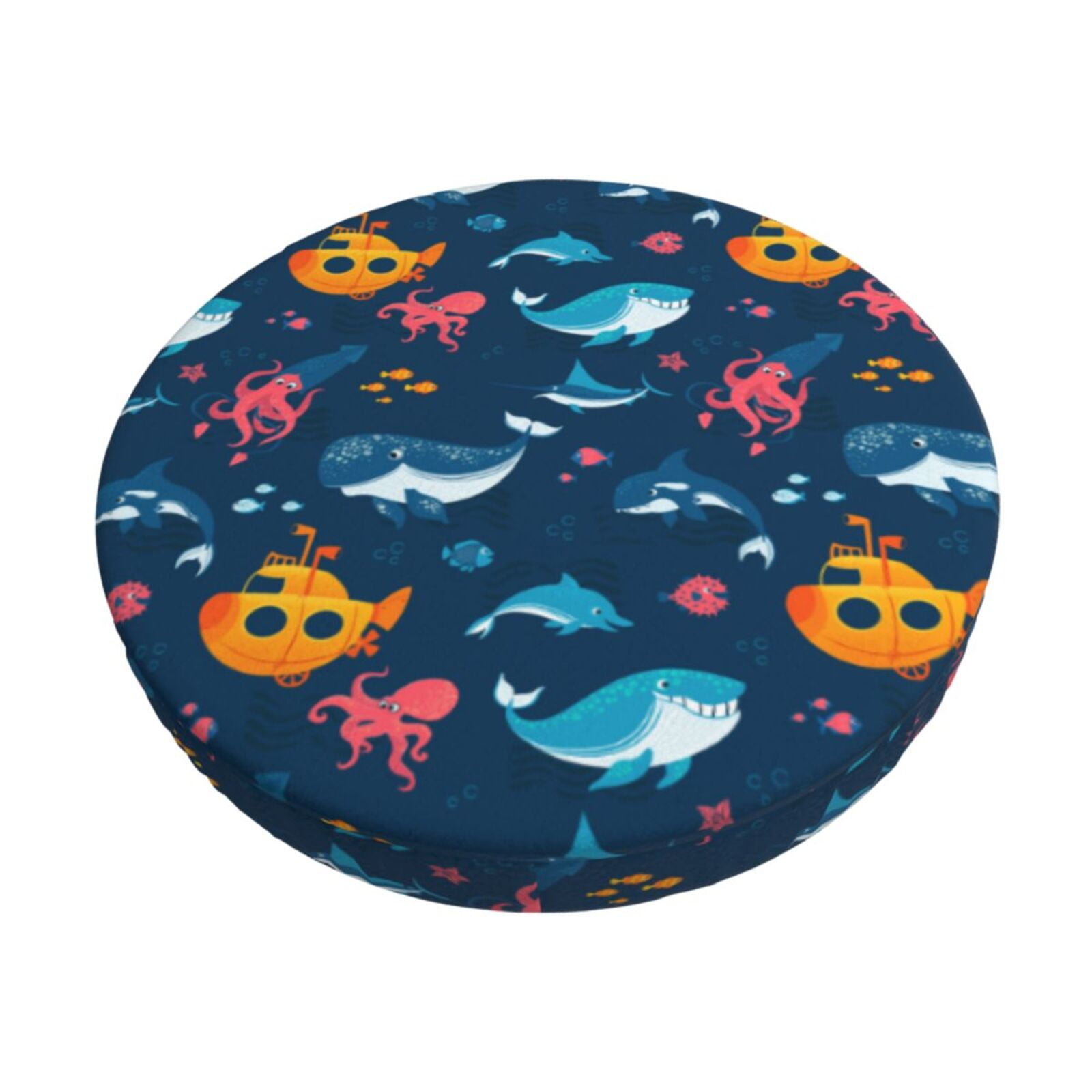Logiee Ocean Floor Animals Print Stool Covers Round,Bar Stool Covers ...