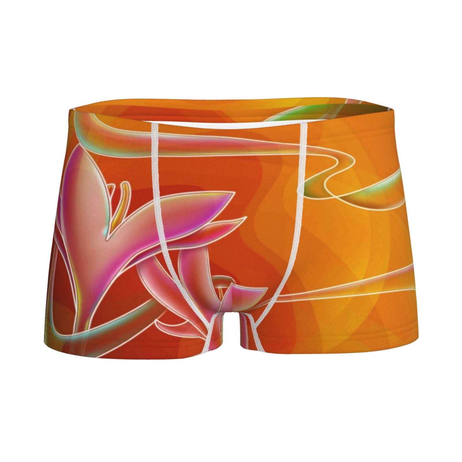 Logiee Orange Flower Psychedelic Print Boys' Boxer Briefs,Tween Boy ...