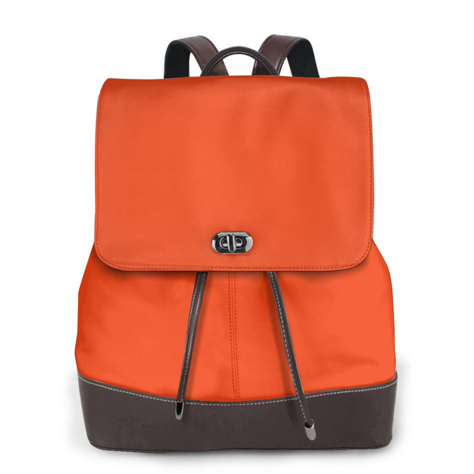 Logiee Orange Print Backpack Purse for Women,Fashion Leather Backpack ...