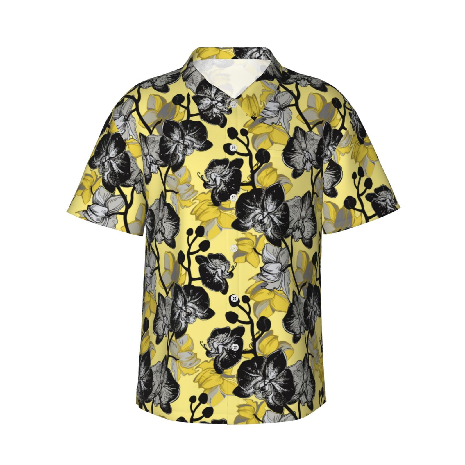 Logiee Orchids Flowers Print Mens Hawaiian Shirts,Loose-Fit Short ...