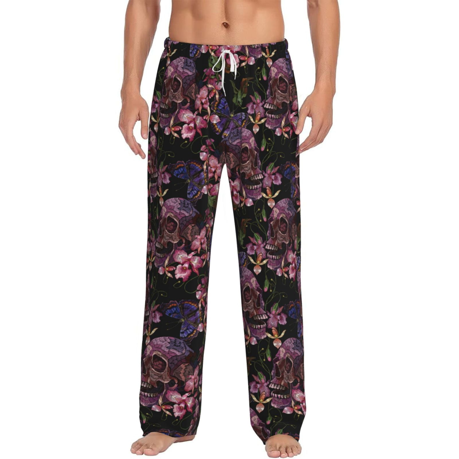 Logiee Orchids Flowers Print Pajama Pants for Men,Men’s Pajama Bottoms ...