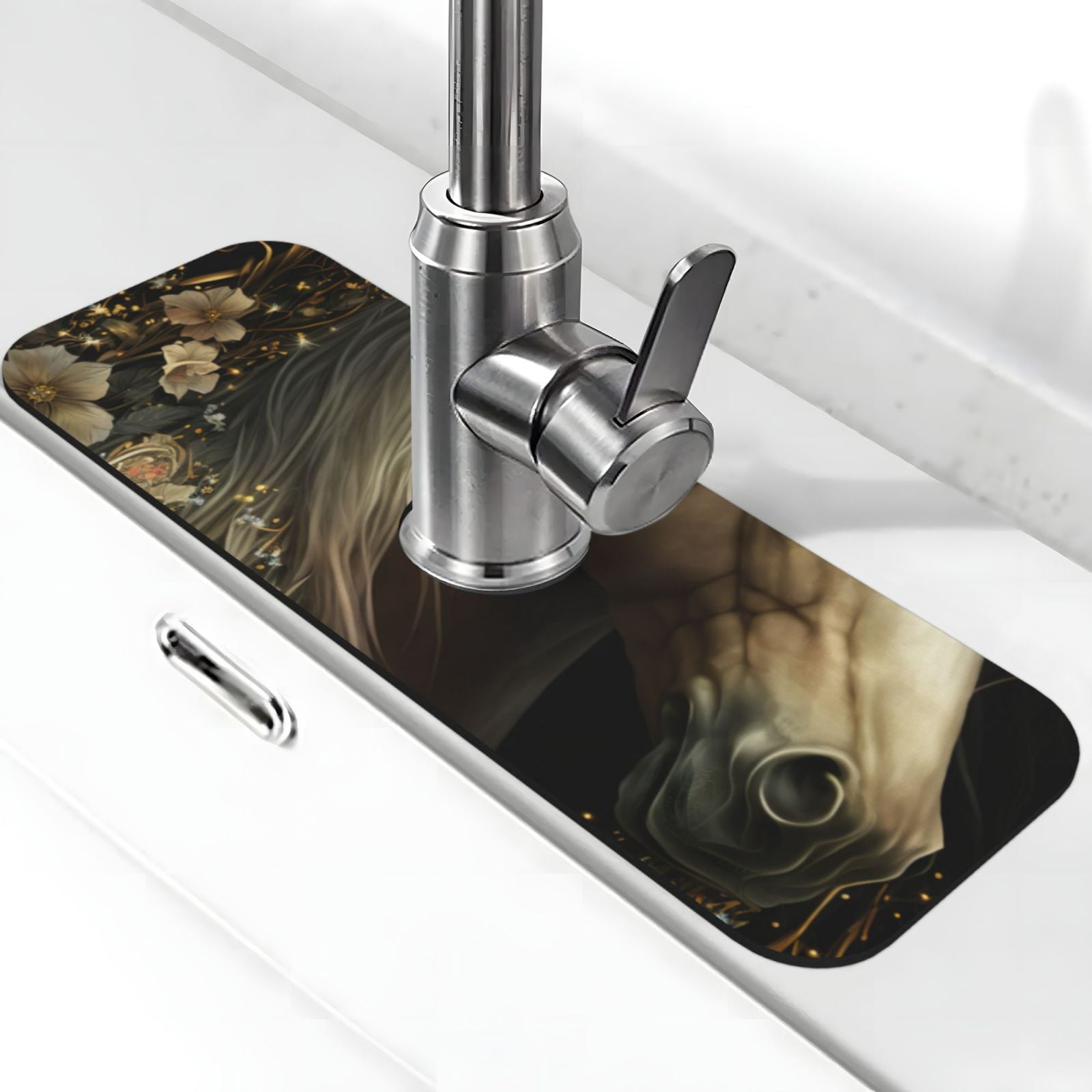 Logiee Palatial Gold Pattern Horse Print Kitchen Sink Splash Guard ...