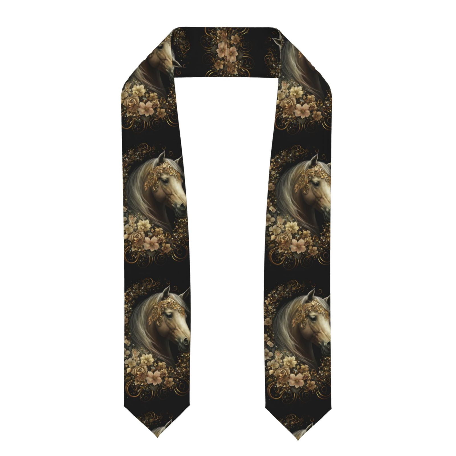 Logiee Palatial Gold Pattern Horse Print Unisex Adult Graduation Stole ...