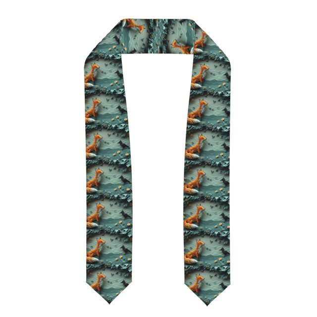 Logiee Paper Fox Crow Fantasy Print Unisex Adult Graduation Stole Shawl ...