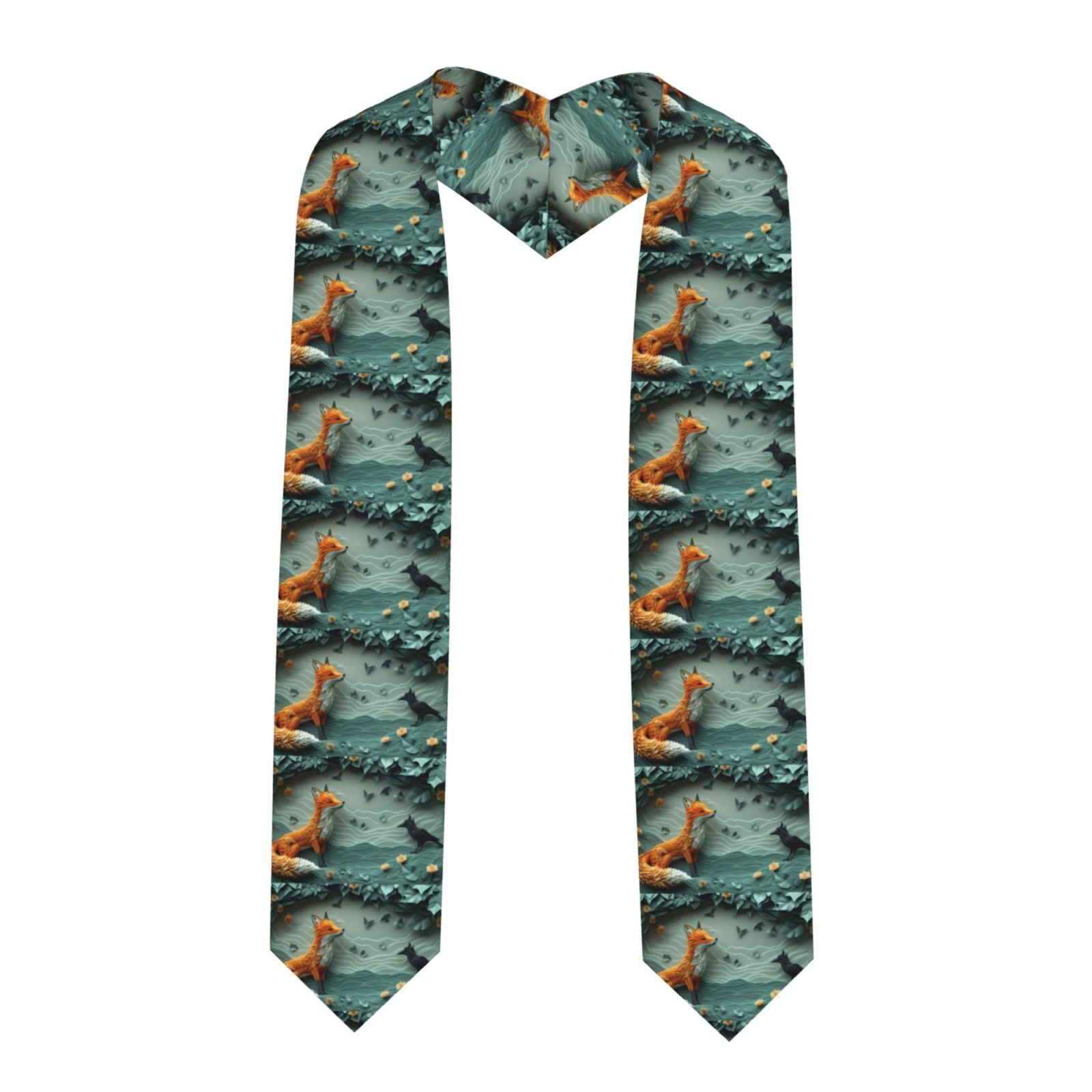Logiee Paper Fox Crow Fantasy Print Unisex Adult Graduation Stole Shawl ...
