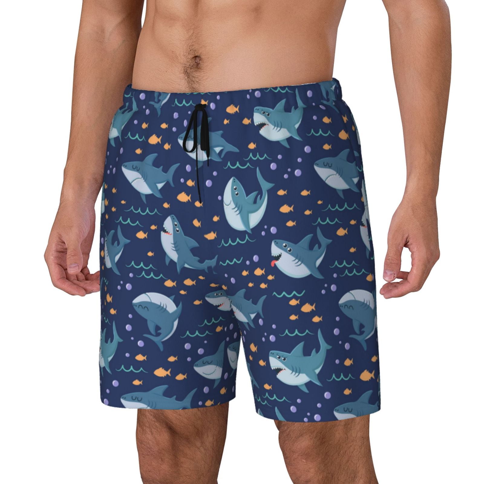 Logiee Party Shark Cut Print Men's Swim Trunk,Quick Dry Board Shorts ...