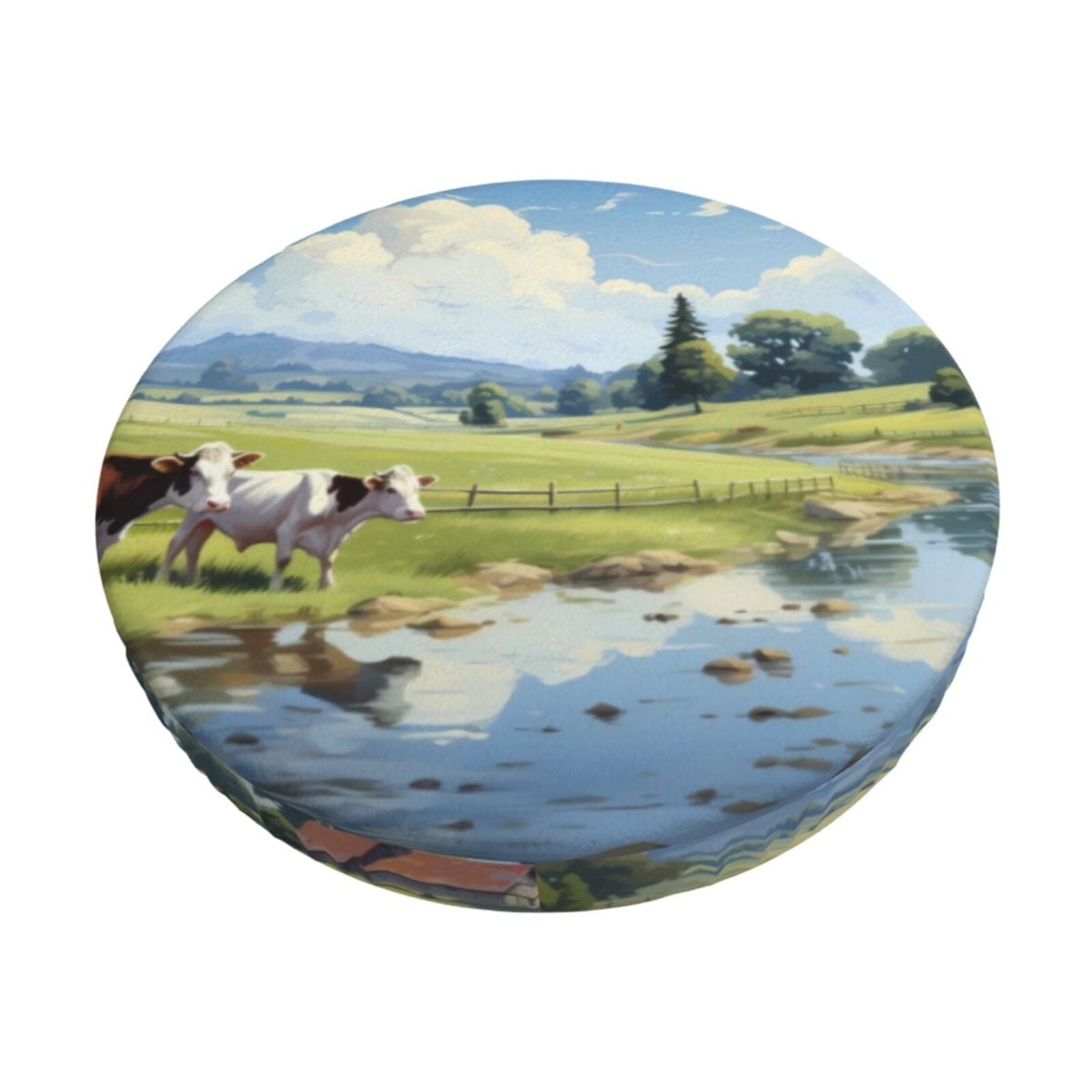 Logiee Pasture Cow Print Stool Covers Round,Bar Stool Covers ...