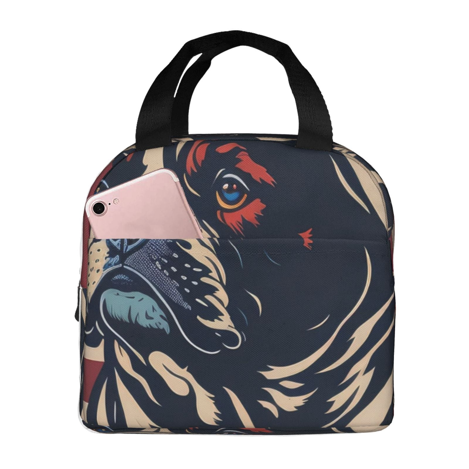 Logiee Patriotic Bulldog Art Print Lunch Bag,Lunch Box for Women Men ...