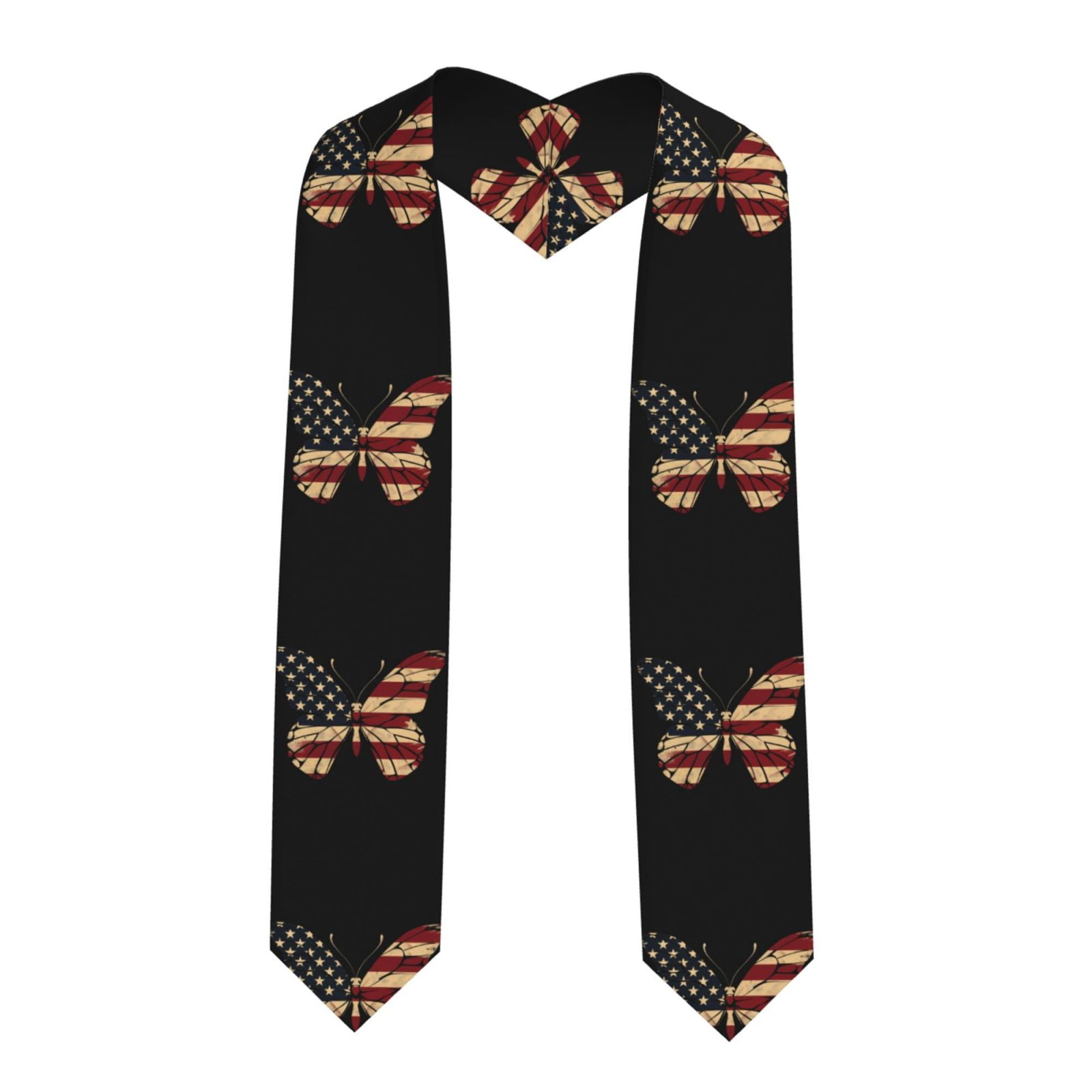 Logiee Patriotic USA Butterfly Art Print Unisex Adult Graduation Stole ...