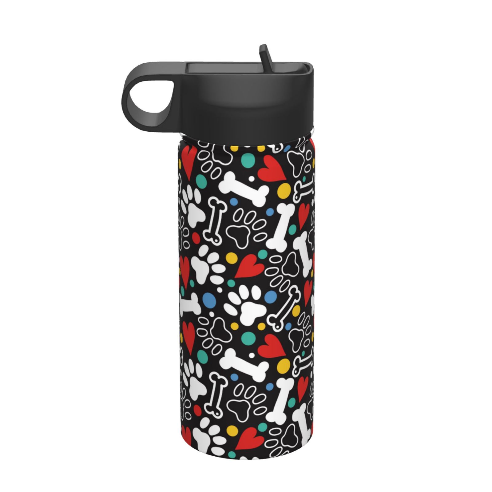 Logiee Paw And Bones Print 18oz Sports Insulated Kettle With Straw ...