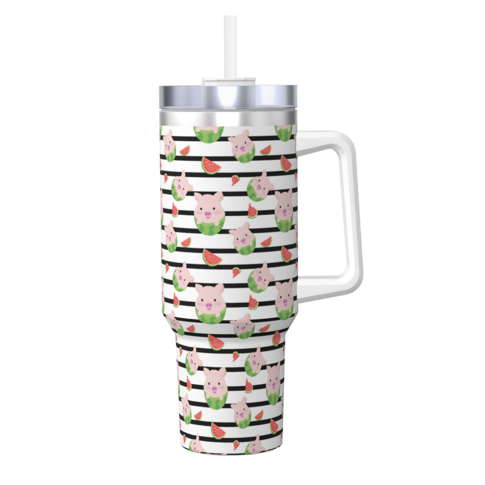 Logiee Pig And Watermelon Print 40OZ Ice Bully Cup with Handle and ...