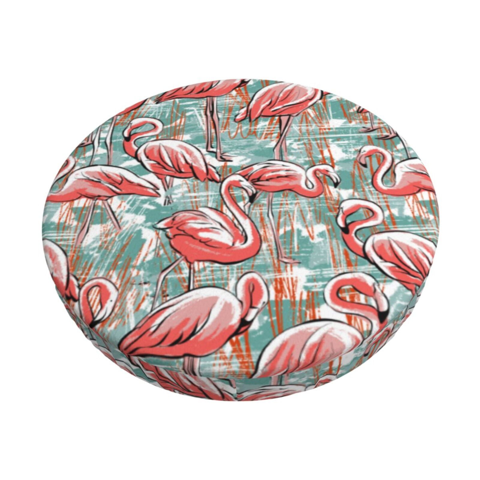 Logiee Pink Flamingo Print Stool Covers Round,Bar Stool Covers ...