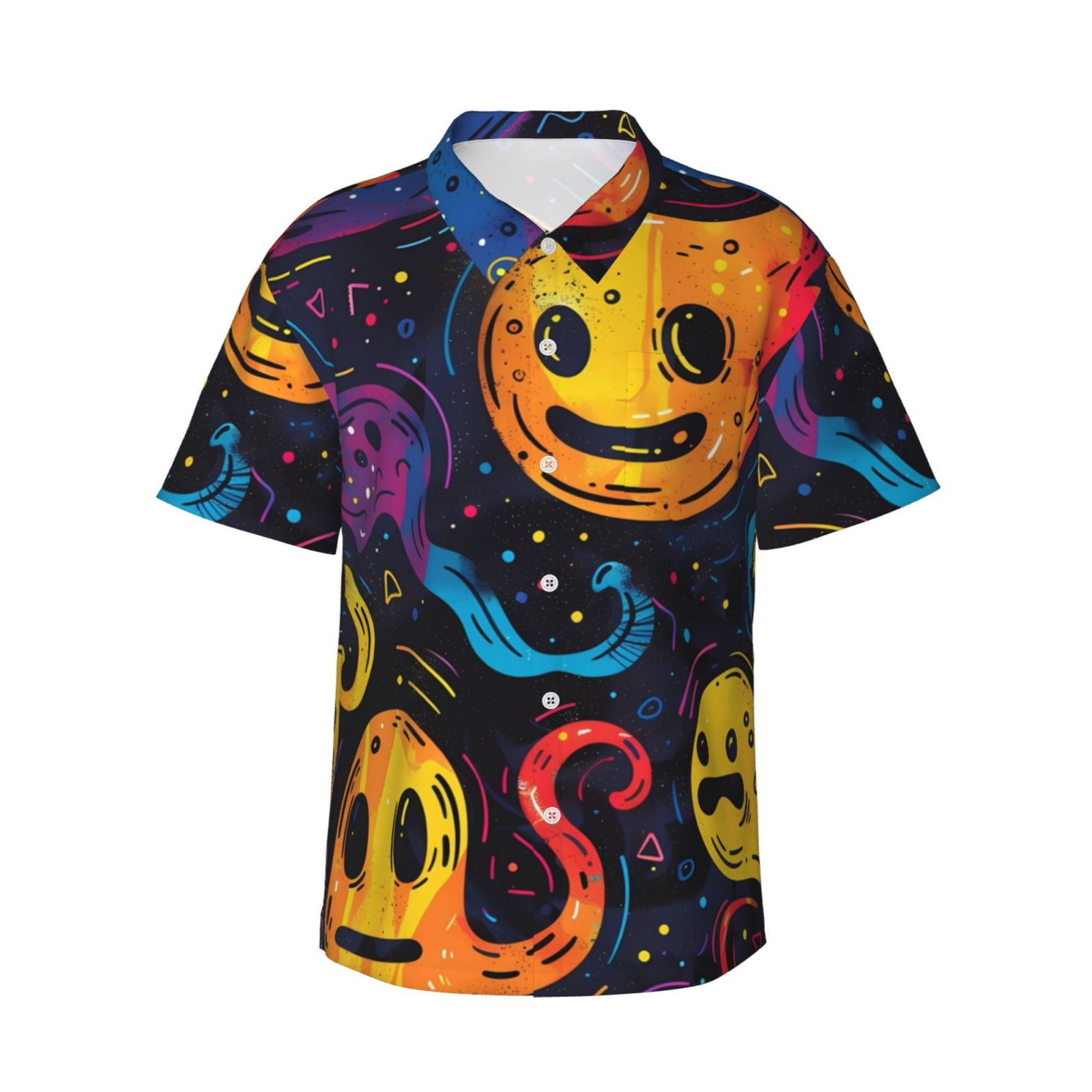 Logiee Playful Ghosts Night Sky Print Mens Hawaiian Shirts,Loose-Fit ...