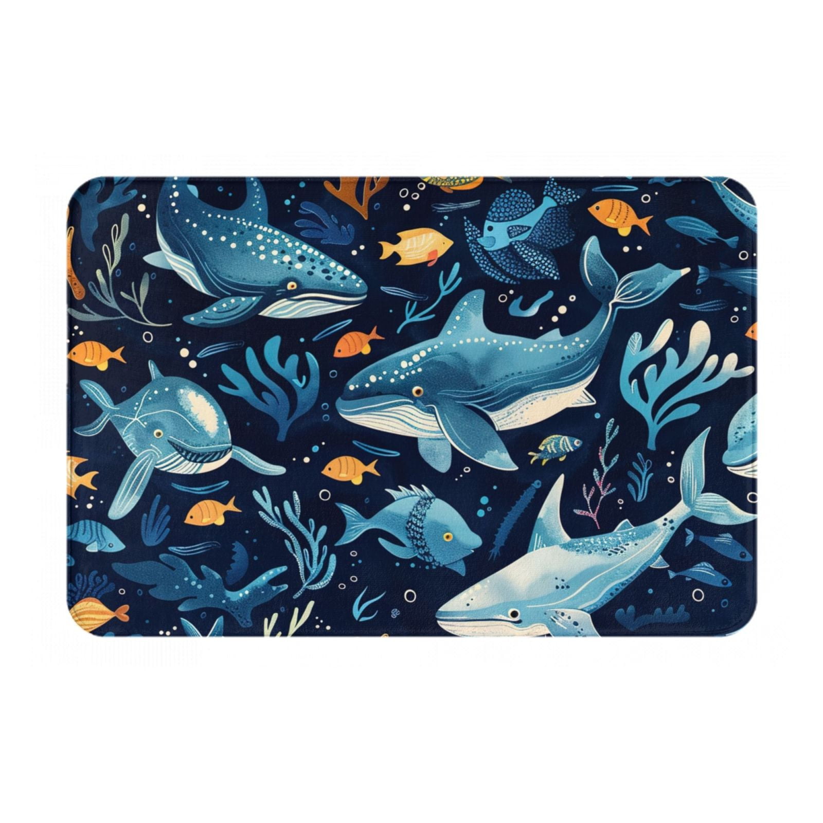 Logiee Playful Whales Underwater Scene Print Welcome Mats for Entryway ...