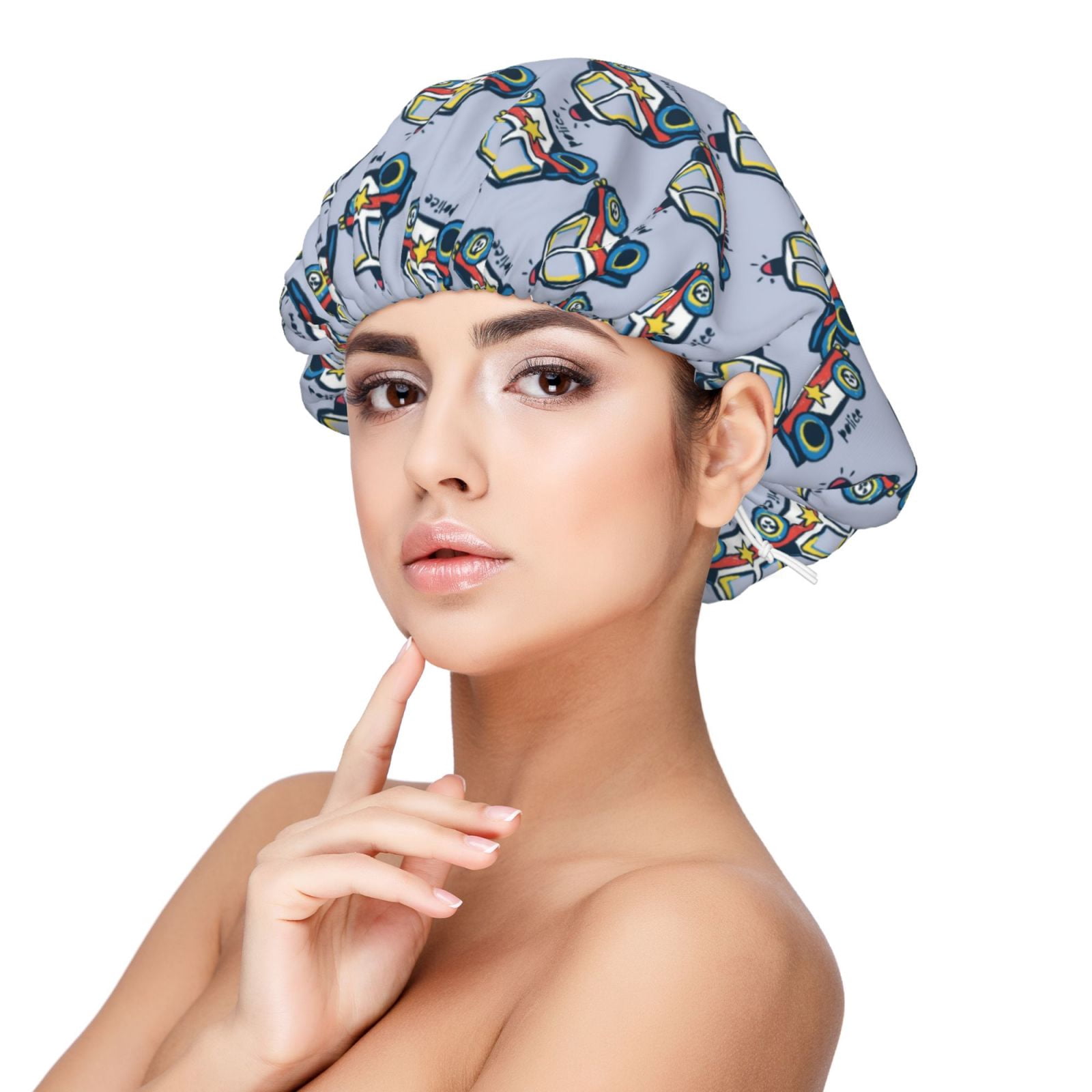 Logiee Police Car Print Silk Bonnet Satin Bonnet for Sleeping Women and ...