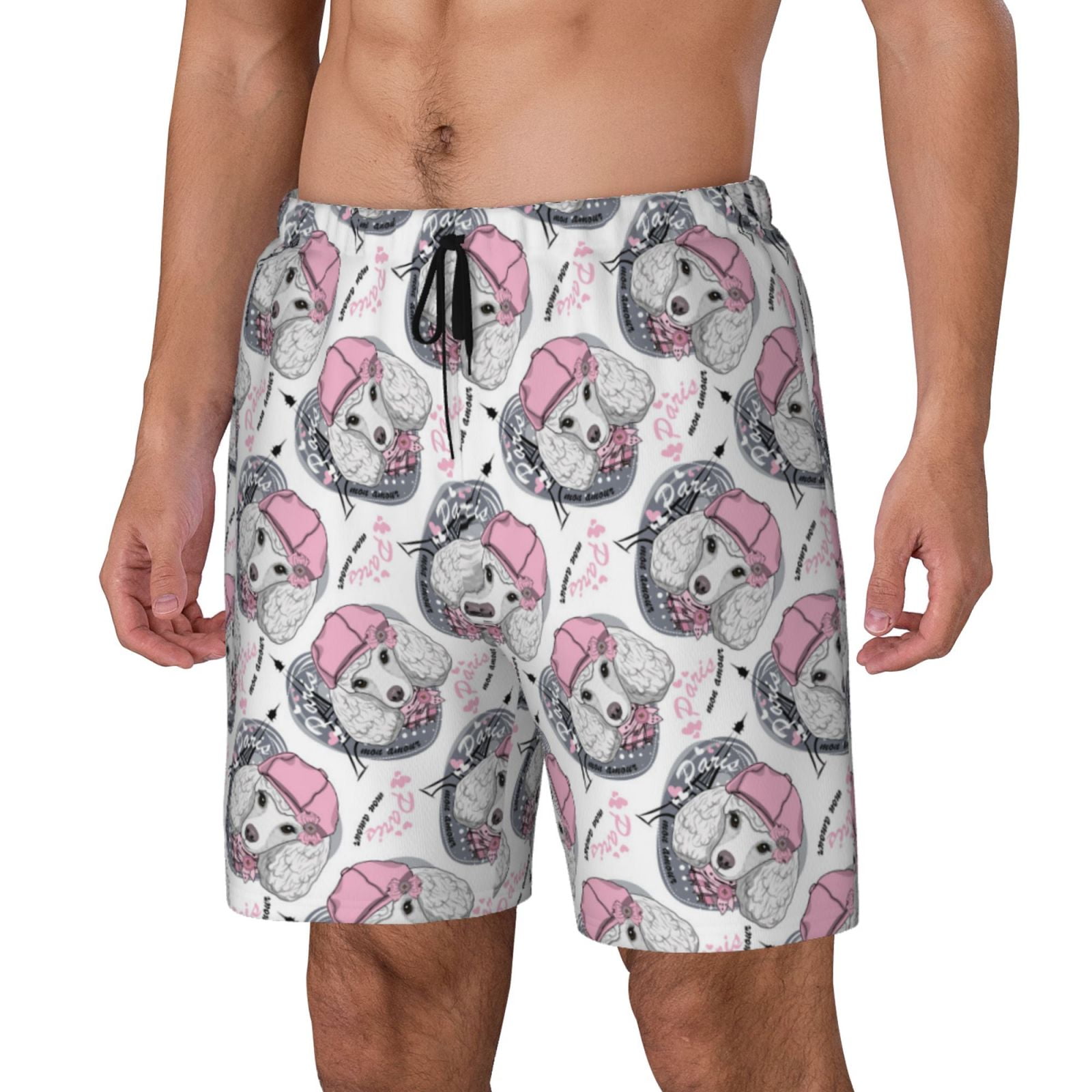 Logiee Poodle Dog Print Men's Swim Trunk,Quick Dry Board Shorts ,Men's ...