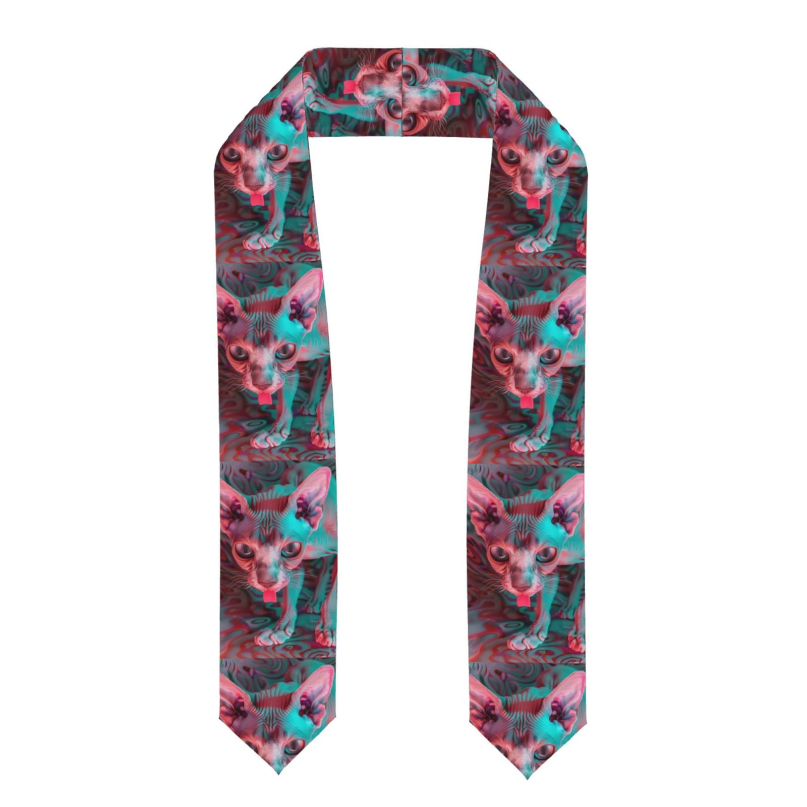 Logiee Psychedelic Hairless Cat Print Unisex Adult Graduation Stole ...