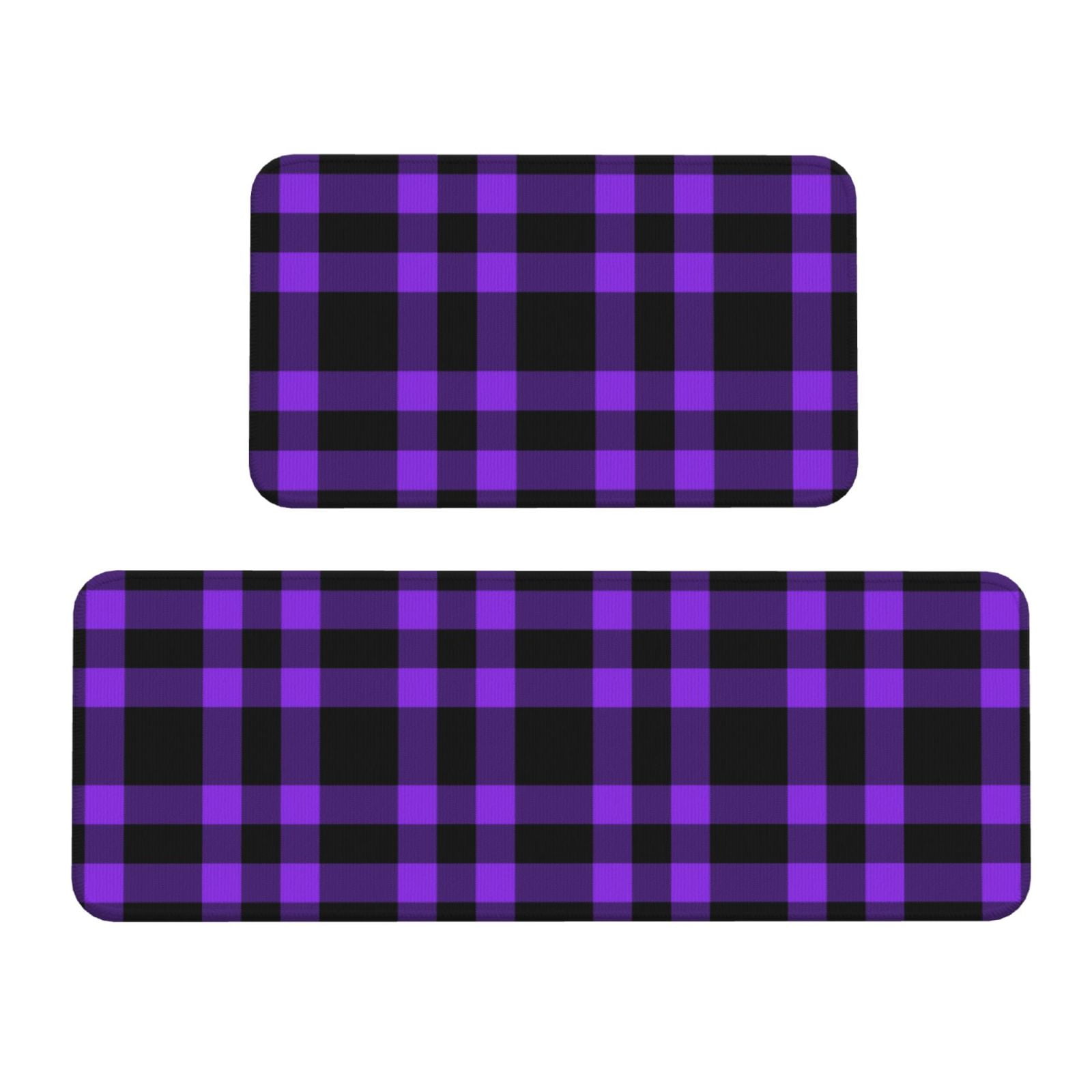 Logiee Purple Buffalo Plaid Print Kitchen Mats for Floor Sets of 2 ...