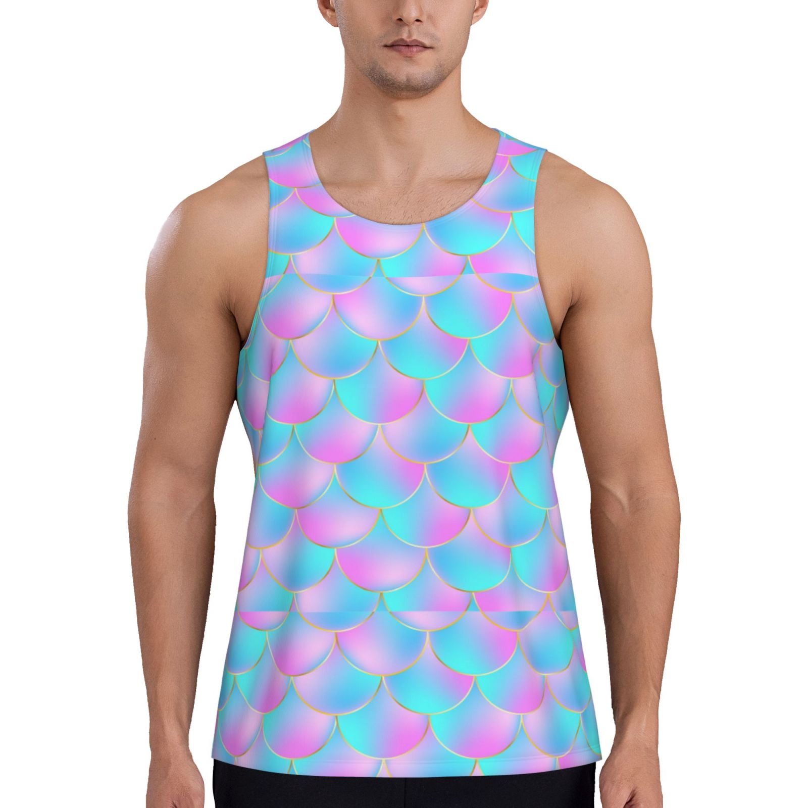 Logiee Purple Dragon Scales Print Men's Workout Tank Top,Quick Dry ...