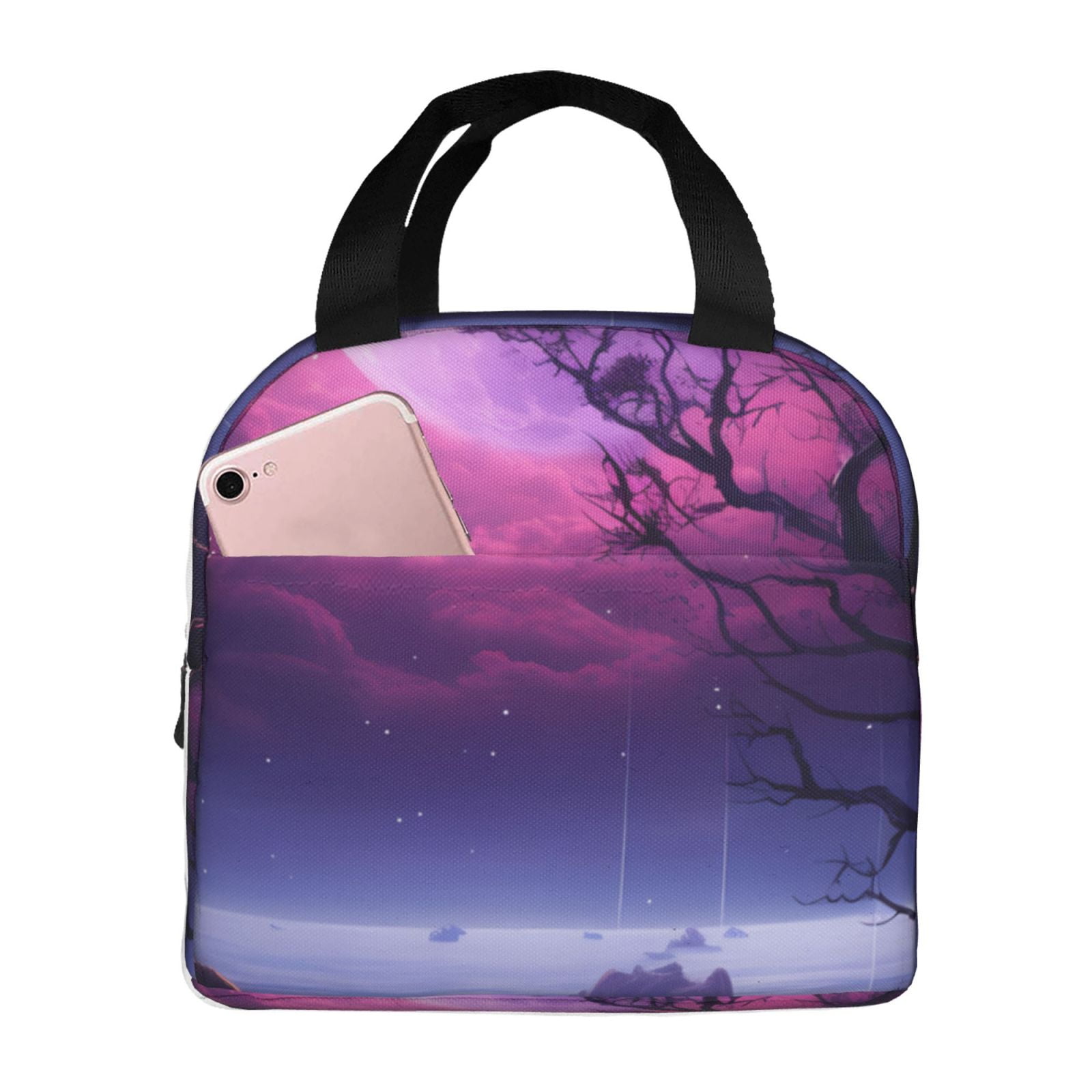 Logiee Purple Moon Tree Night Sky Print Lunch Bag,Lunch Box for Women ...