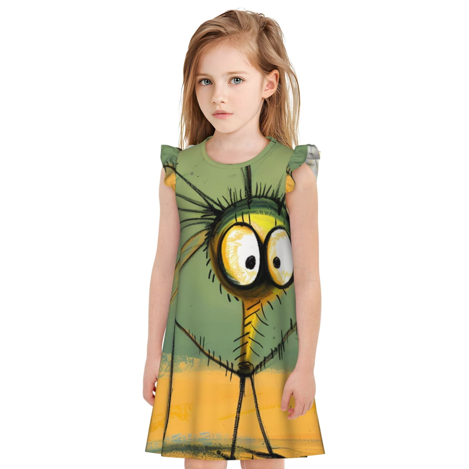 Logiee Quirky Cartoon 123 Print Girls Nightgowns,Casual Dress Flutter ...