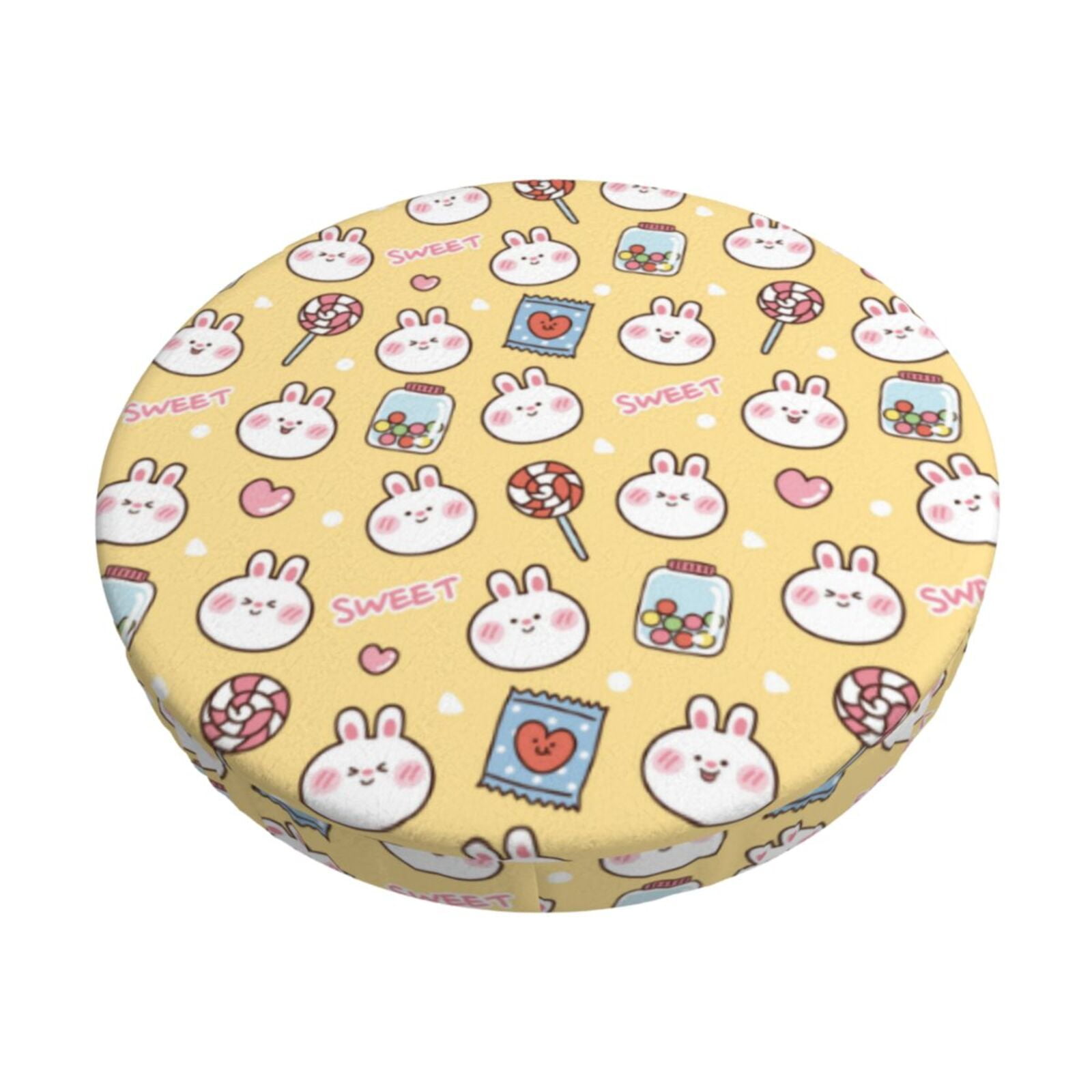 Logiee Rabbit And Candy Print Stool Covers Round,Bar Stool Covers ...